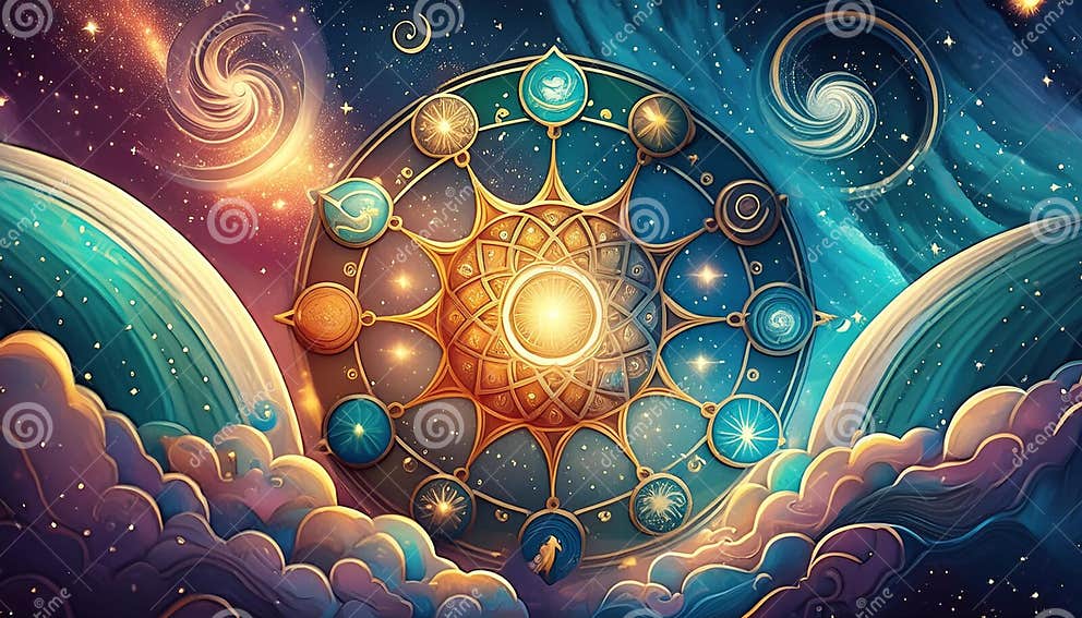 Discovering the Secrets of the Celestial Clockwork Stock Illustration ...