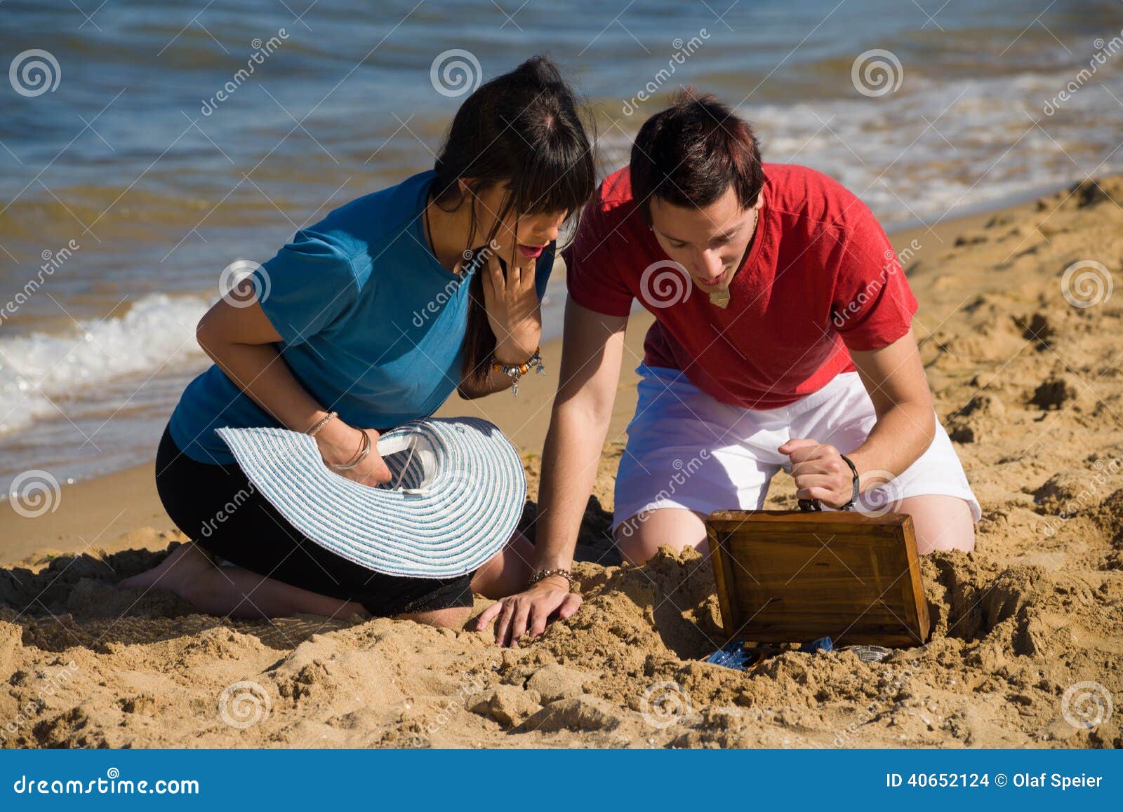 Discovering a Treasure on the Sand Stock Photo - Image of curious, case ...
