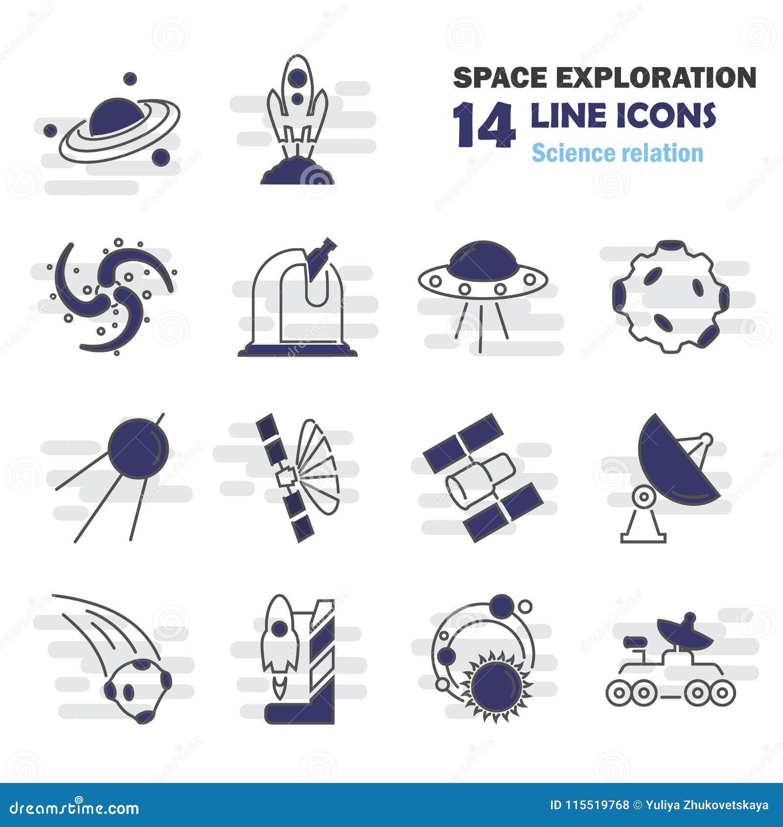 The Discovery and Exploration of Space Line Icons Set Stock ... The Discovery and Exploration of Space Line Icons Set Stock ...
