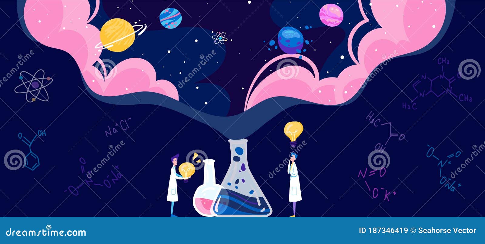 Discovery Science, Experiments, Word With Flat Scientific Formulas And ...