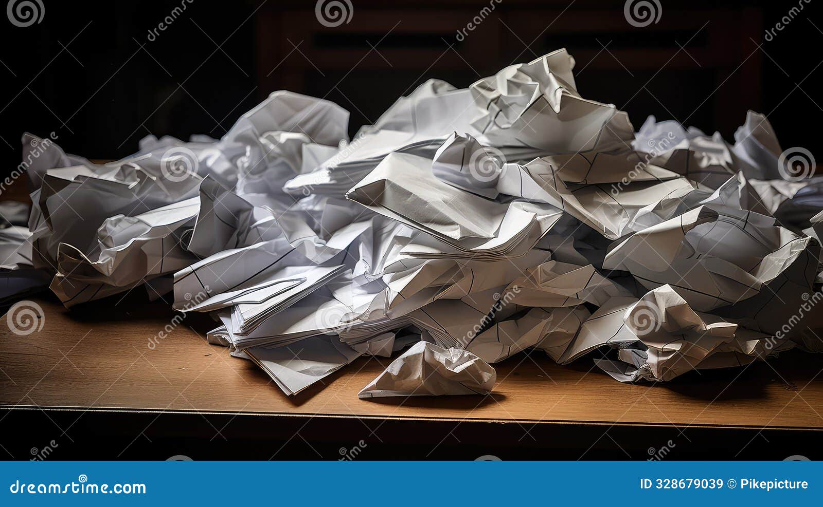 Discrded papers on a table stock illustration. Illustration of scene ...