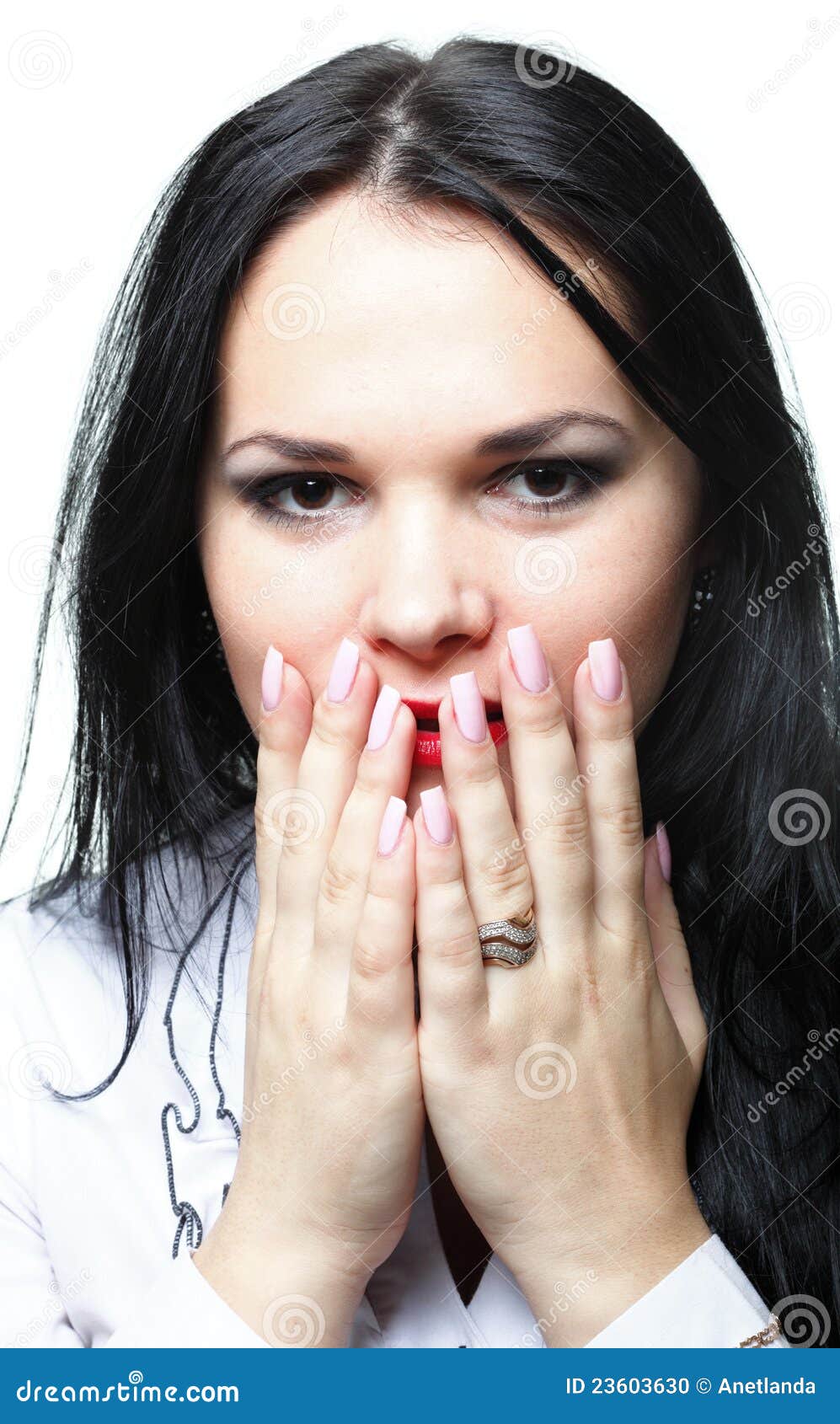 Discreet Awkward Meaningful Silence Pretty Woman Stock Photo - Image of ...