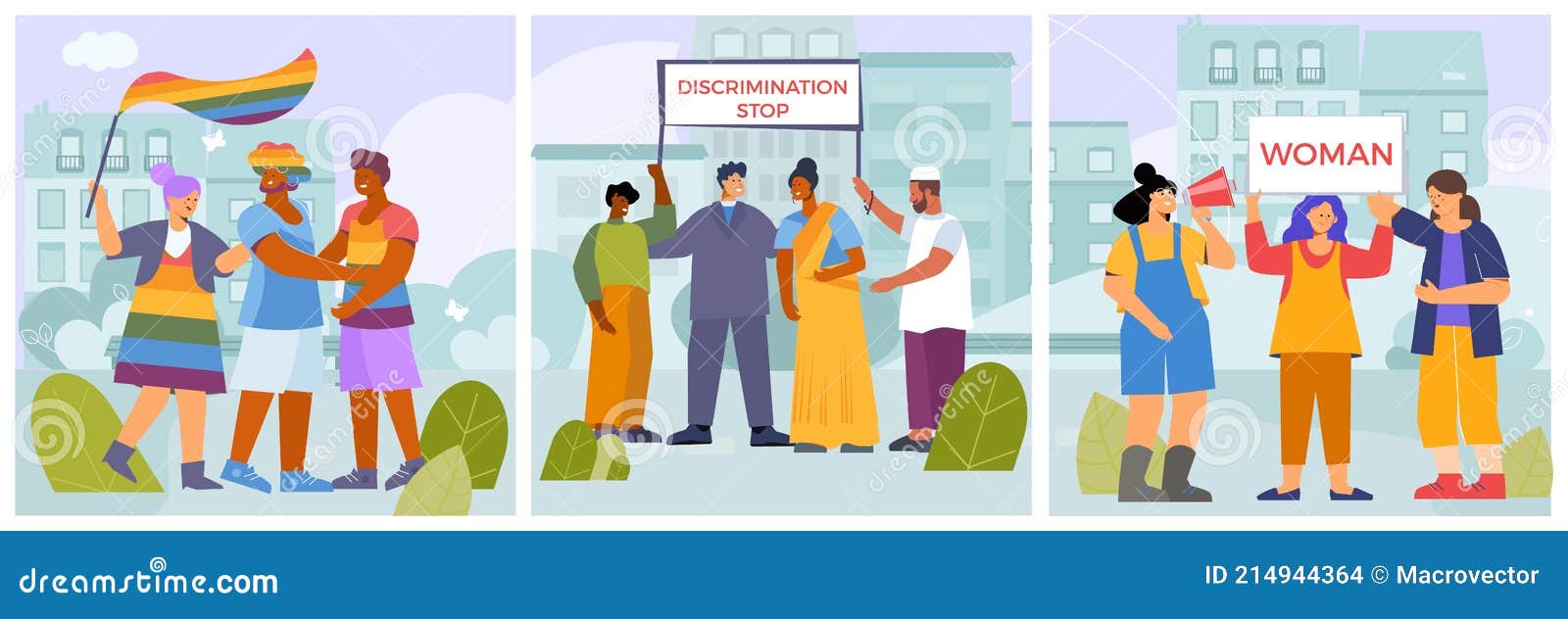 Discrimination Activists Compositions Set Stock Vector - Illustration ...