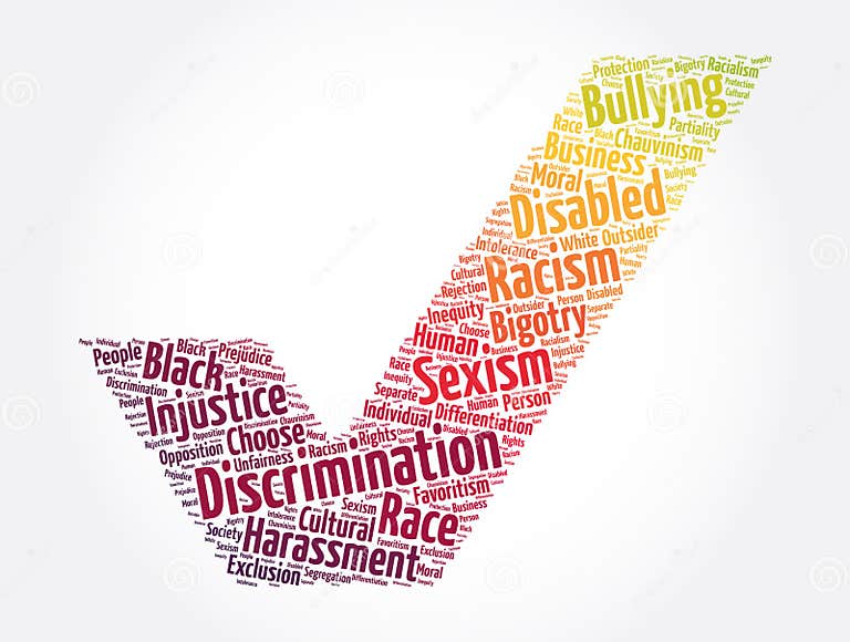 Discrimination Check Mark Word Cloud Collage, Concept Background Stock ...