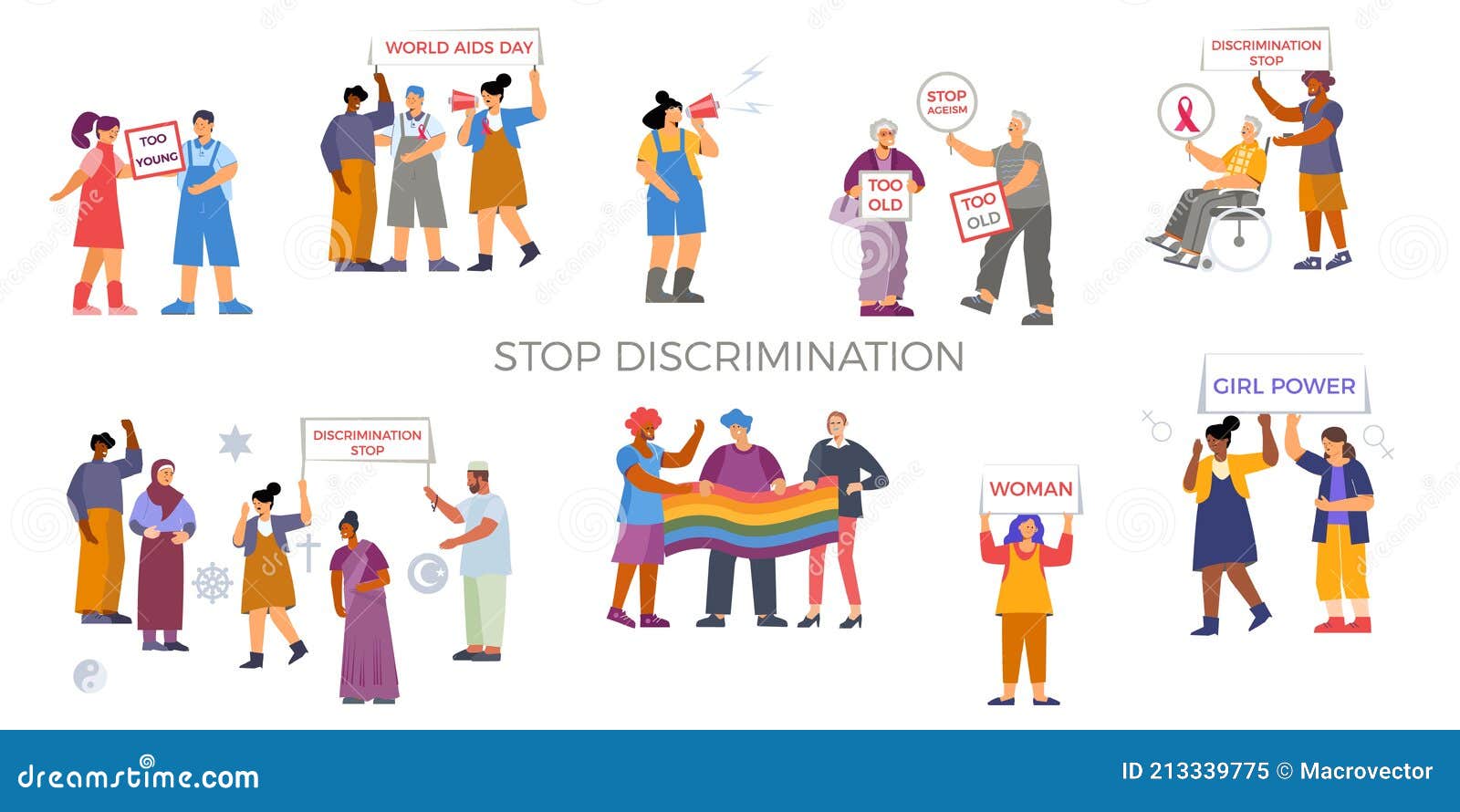 Discrimination Flat Characters Set Stock Vector - Illustration of ...