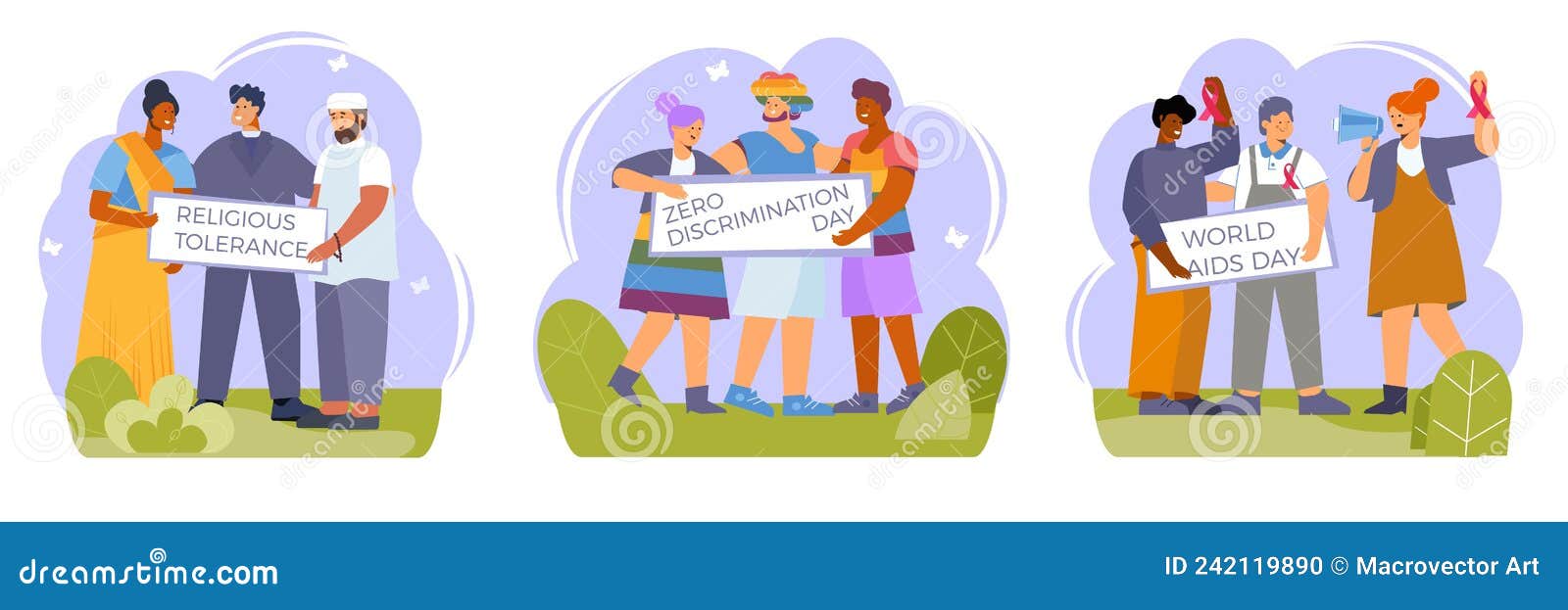 Discrimination Set of Three Flat Compositions with Doodle Human ...