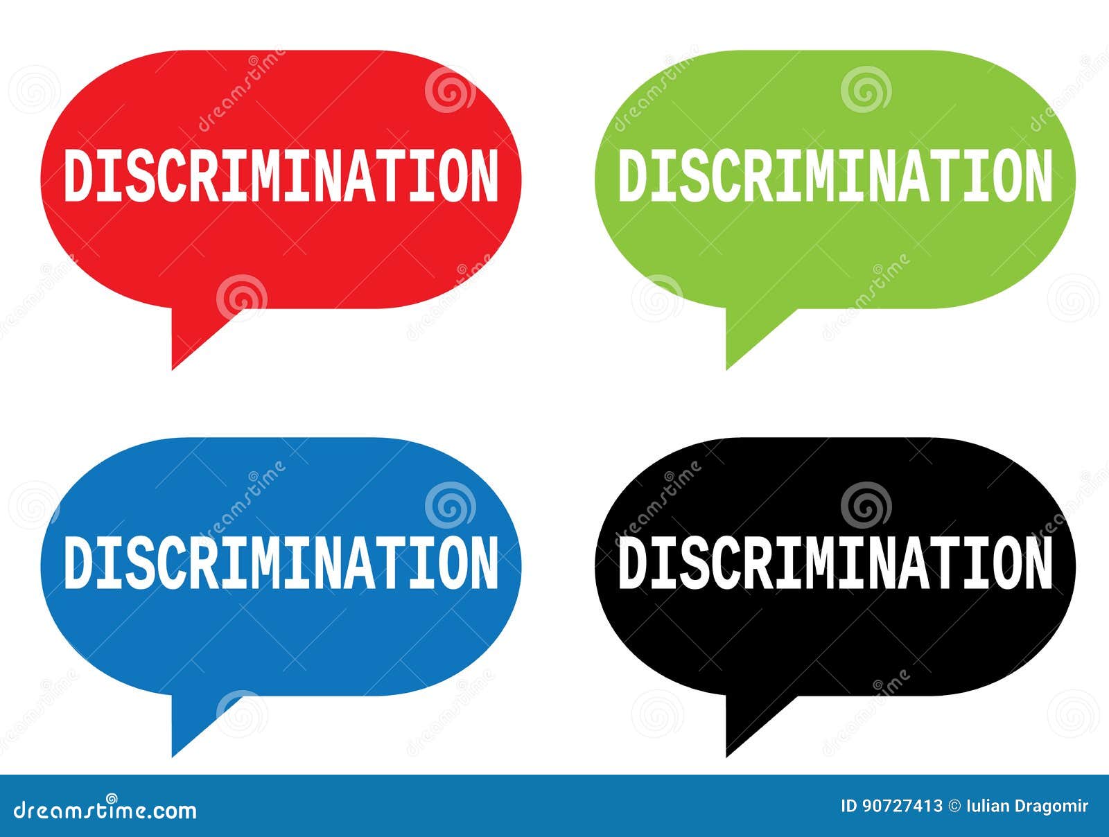 DISCRIMINATION Text, on Rectangle Speech Bubble Sign. Stock ...
