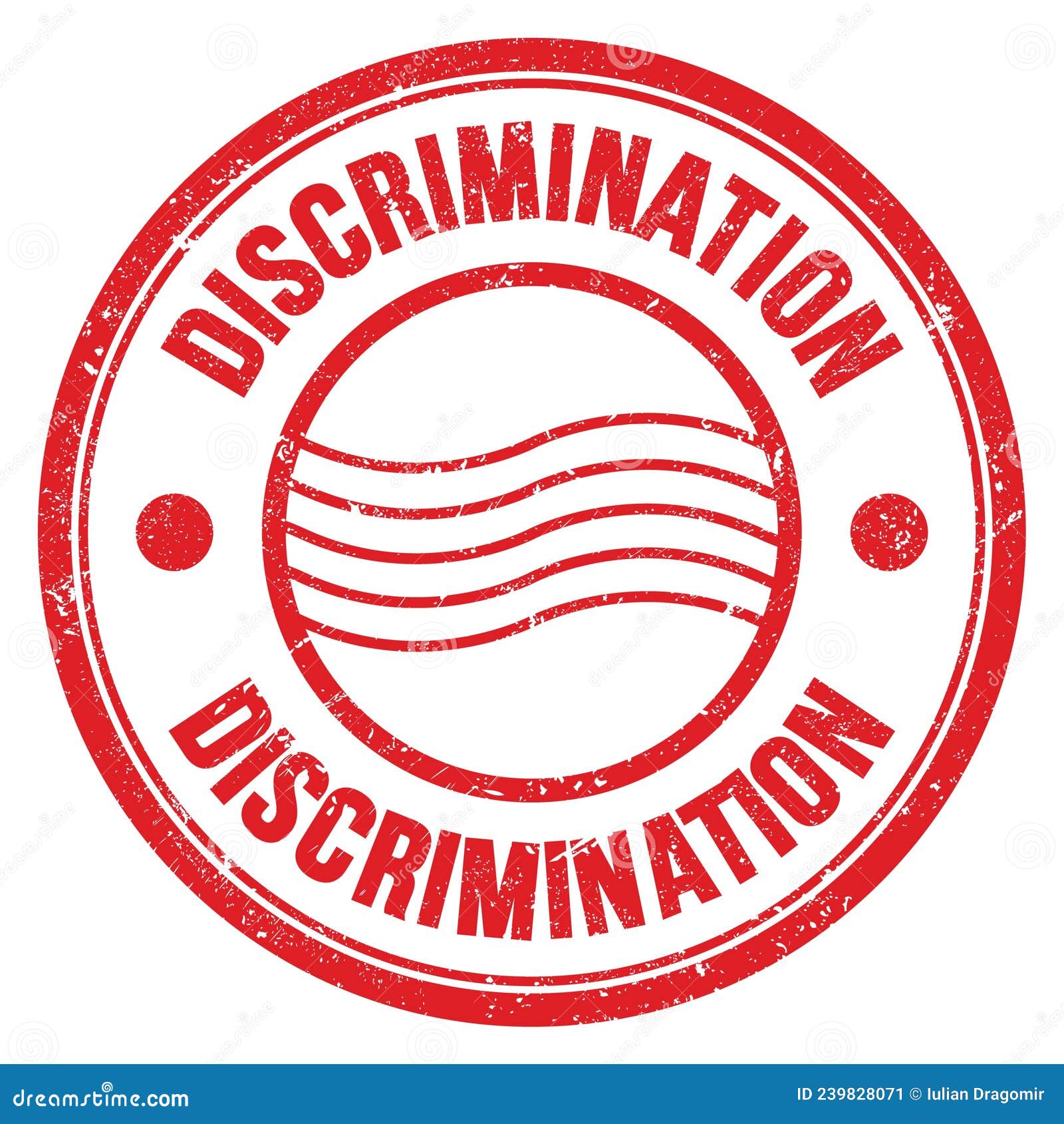 DISCRIMINATION Text Written on Red Round Postal Stamp Sign Stock ...