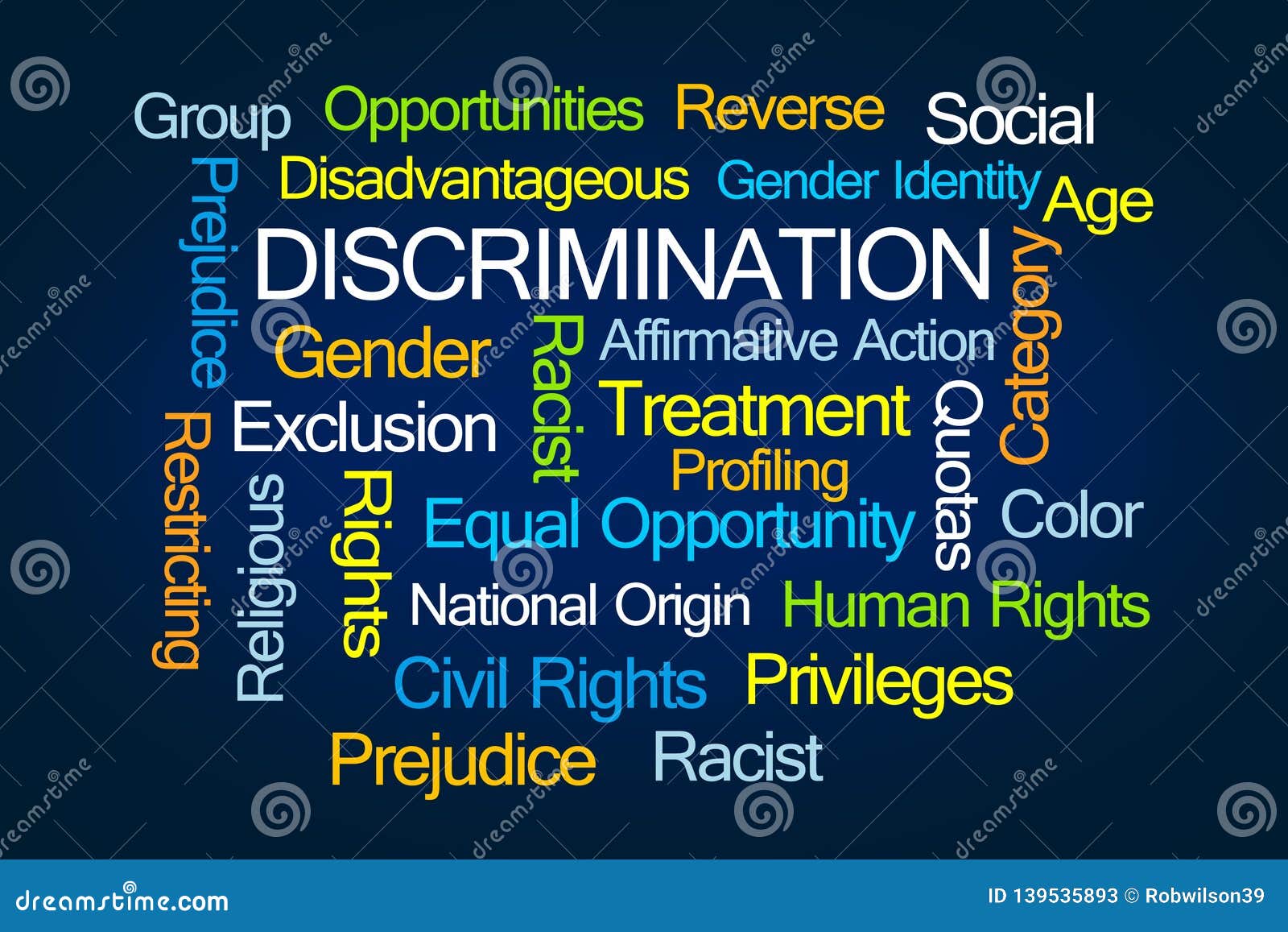 Discrimination Word Cloud stock illustration. Illustration of people ...