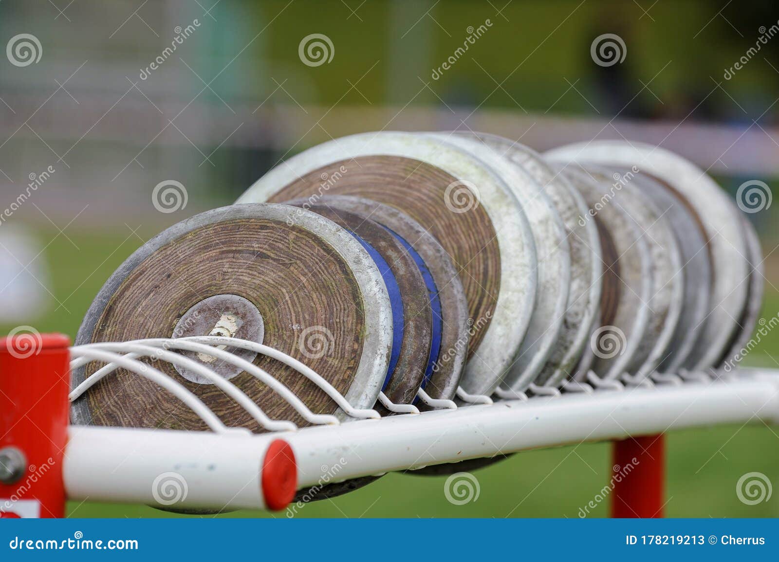 Discus on the Track and Field Stadium Stock Image - Image of stand ...