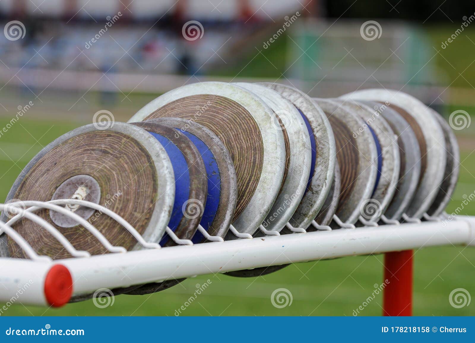 Discus on the Track and Field Stadium Stock Photo - Image of event ...