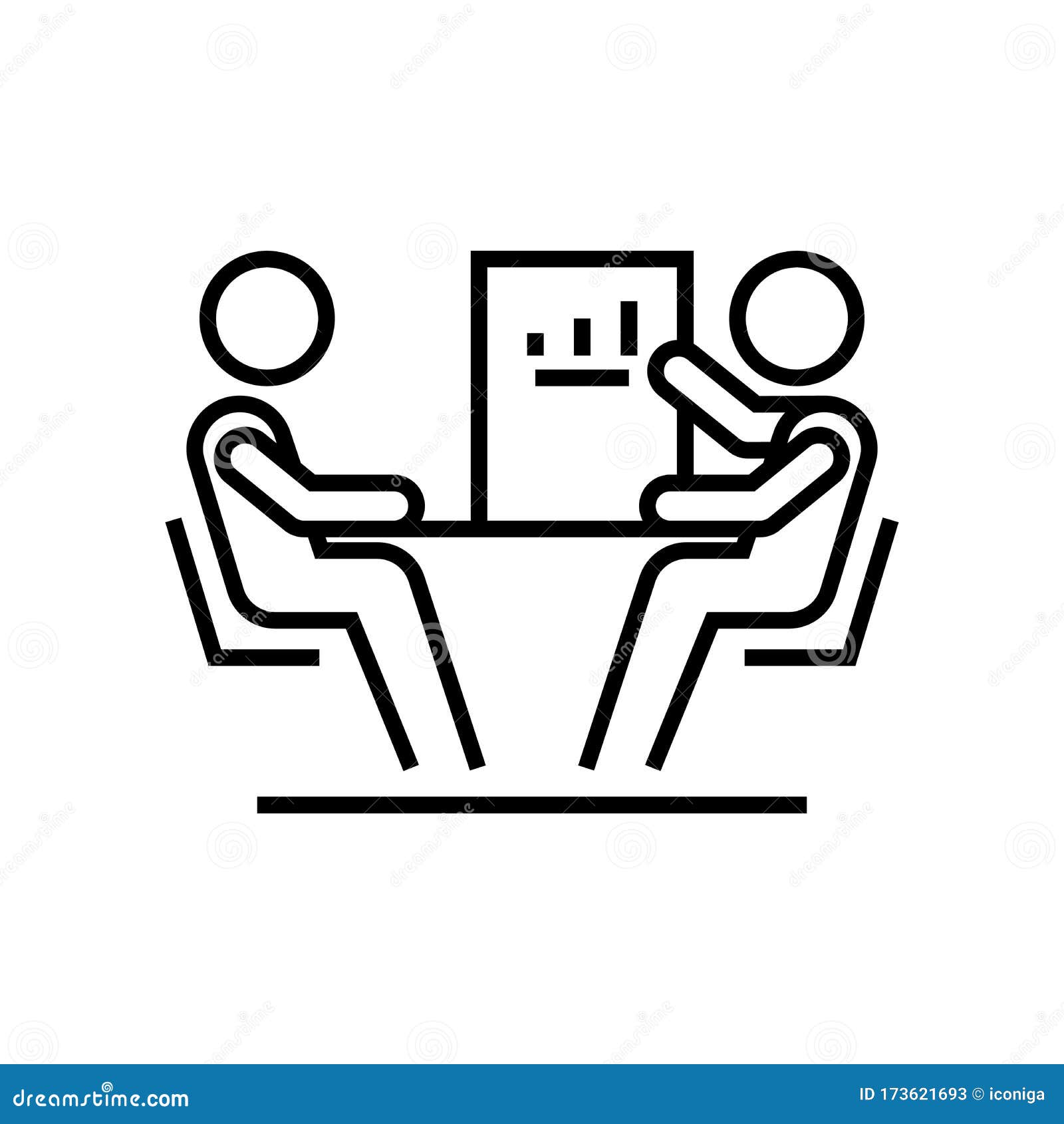 Discuss Plans Line Icon, Concept Sign, Outline Vector Illustration ...