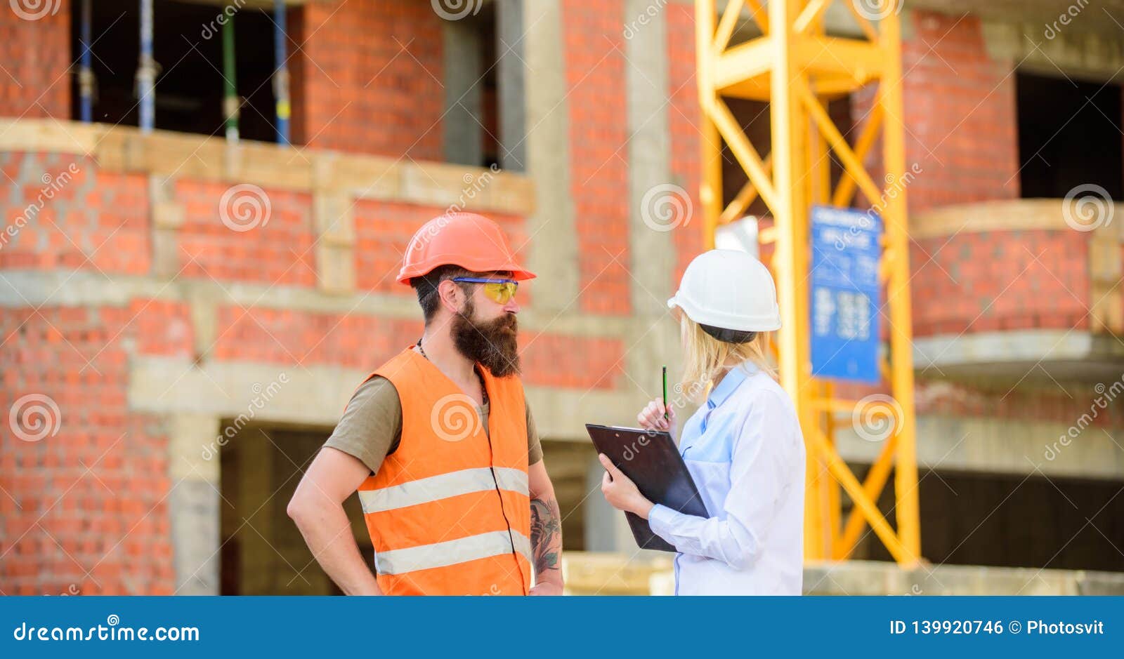 Discuss Progress Project. Safety Inspector Concept Stock Photo - Image ...