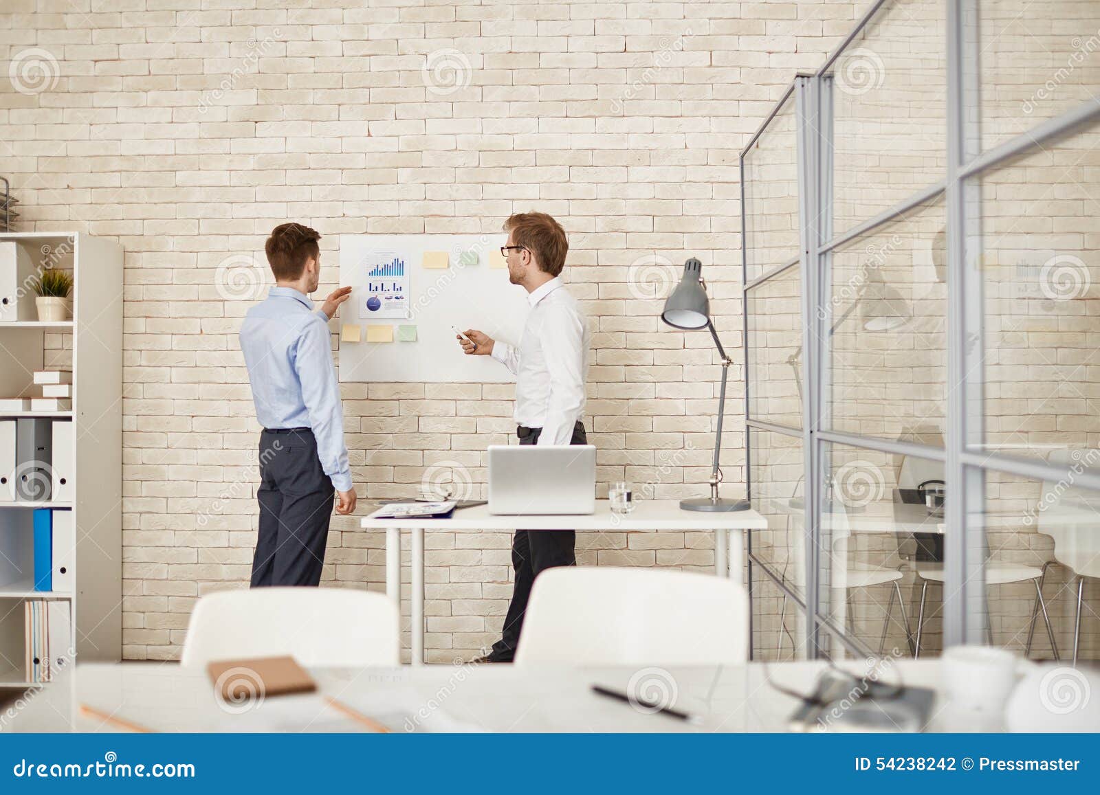 Discussing data stock photo. Image of office, person - 54238242