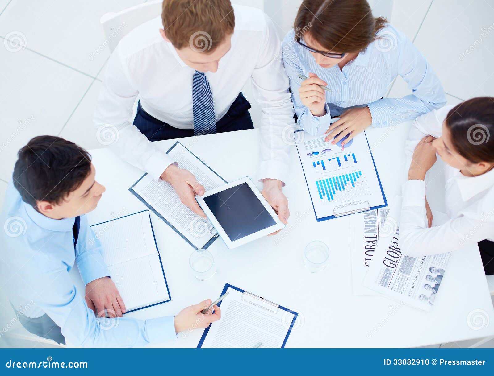 Discussing documents stock photo. Image of explaining - 33082910