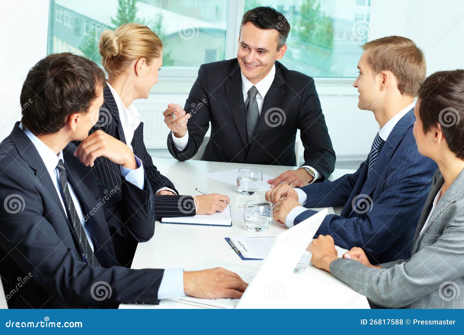 Discussing ideas stock photo. Image of consulting, female - 26817588