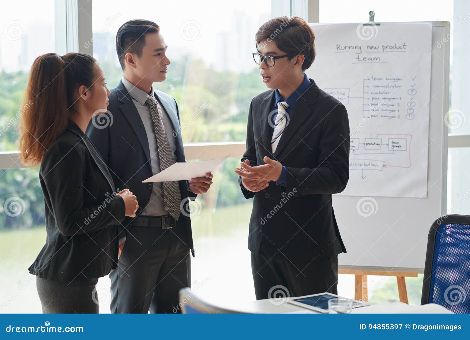 Discussing Ideas with Colleagues Stock Image - Image of window ...