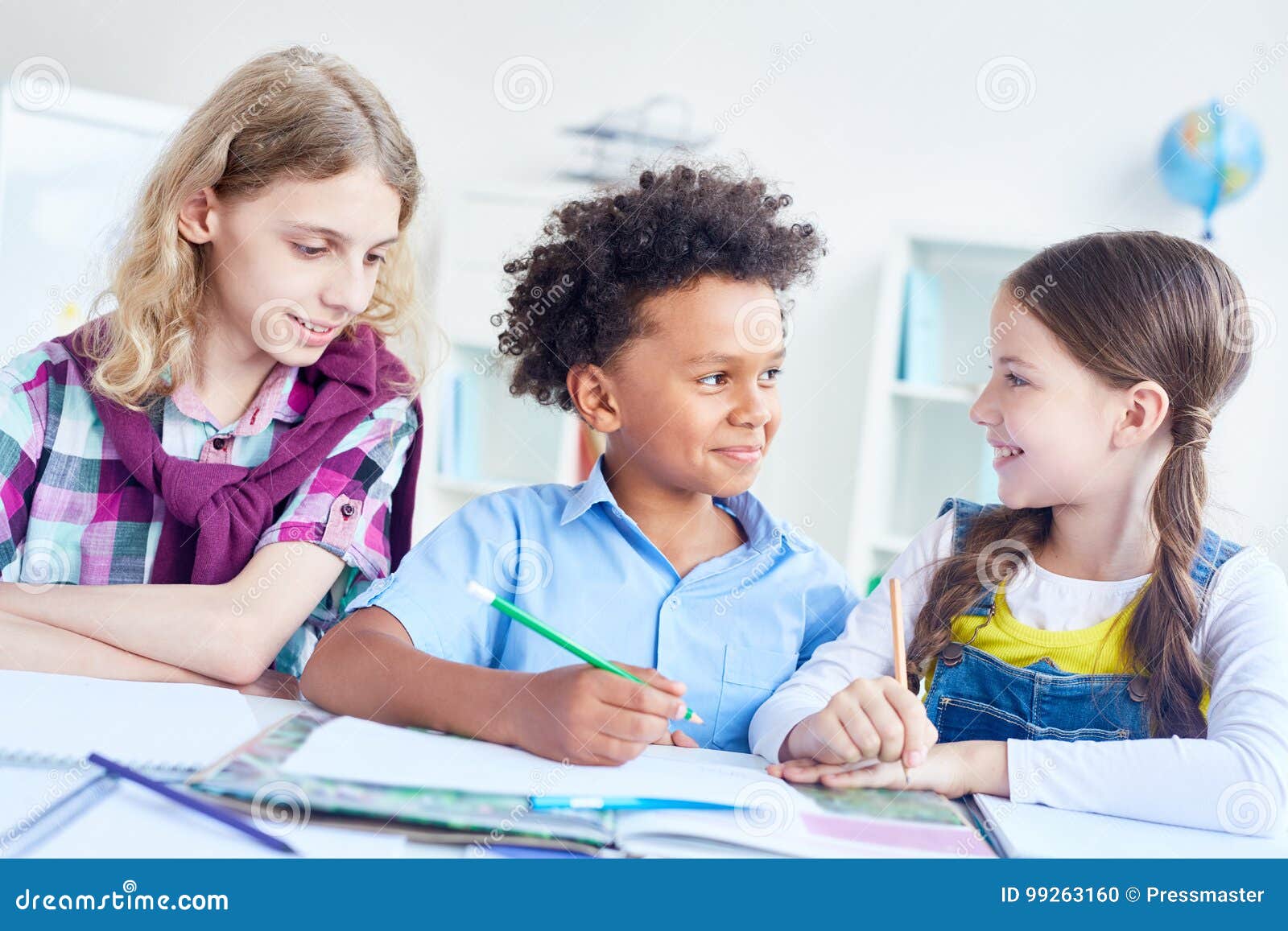 Discussing ideas stock photo. Image of school, clever - 99263160