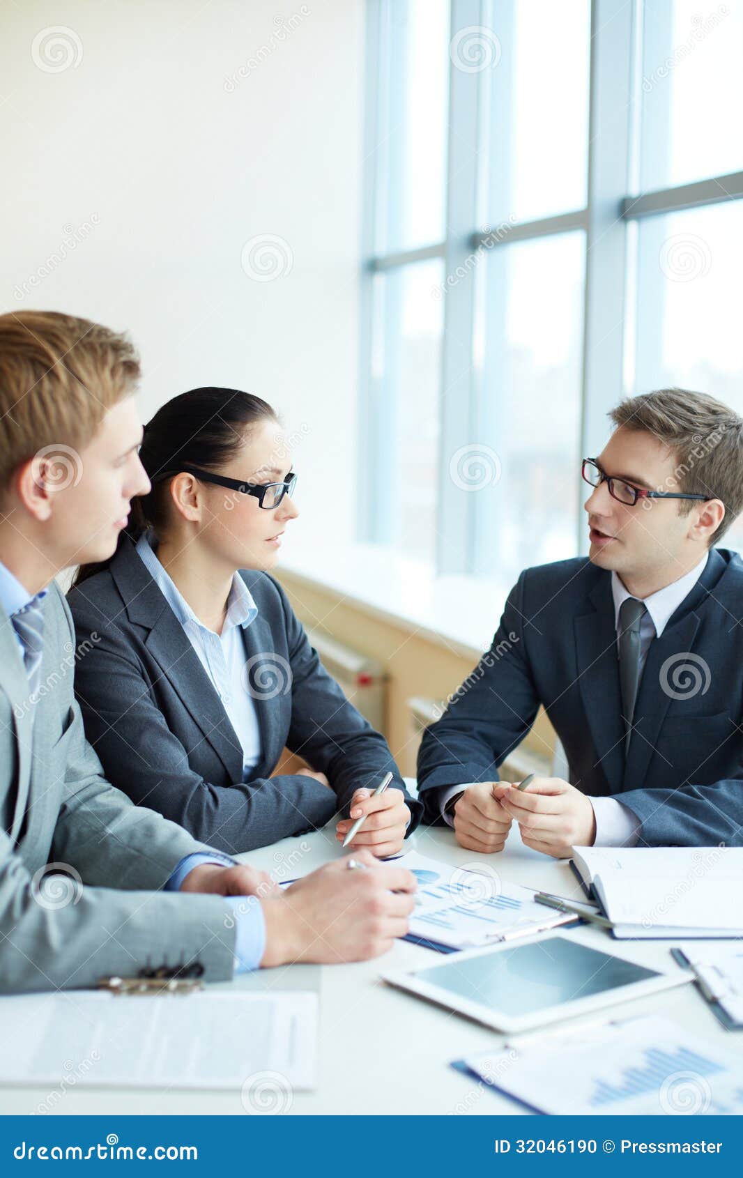 Discussing ideas stock photo. Image of communicating - 32046190