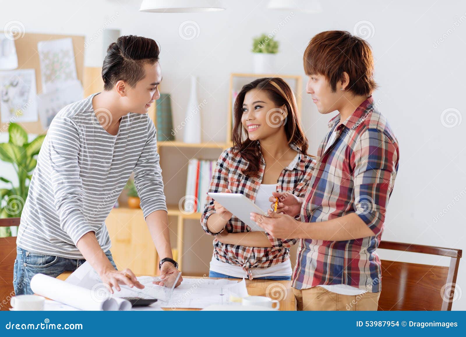 Discussing new project stock photo. Image of vietnamese - 53987954