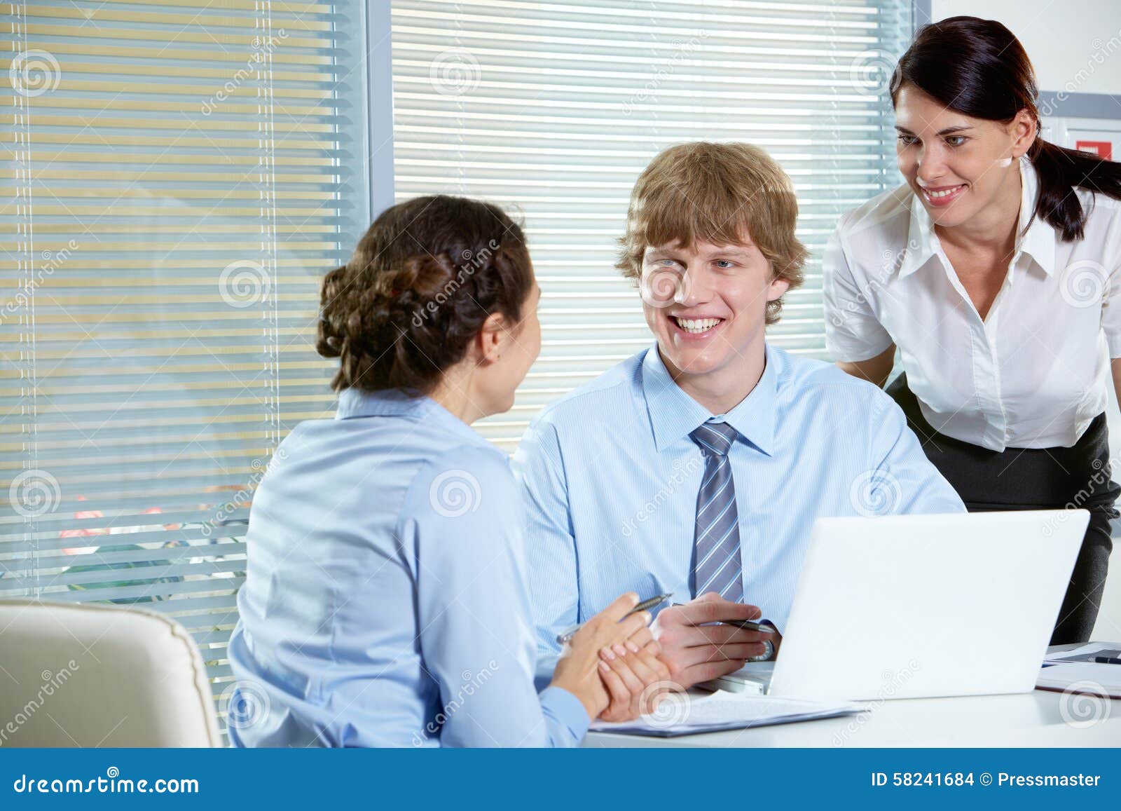 Discussing new project stock photo. Image of happy, cooperation - 58241684