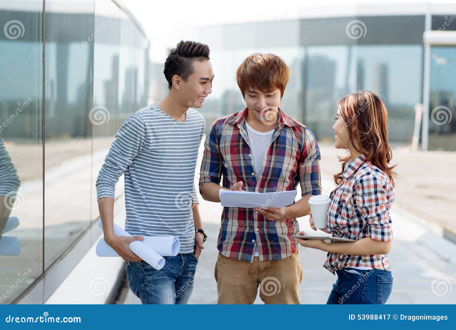 Discussing Plan of the Building Stock Image - Image of creative ...