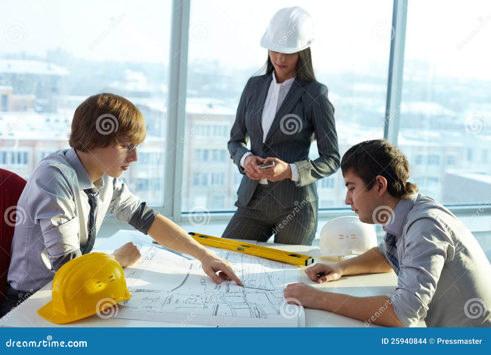 Discussing plan of housing stock photo. Image of collaboration - 25940844