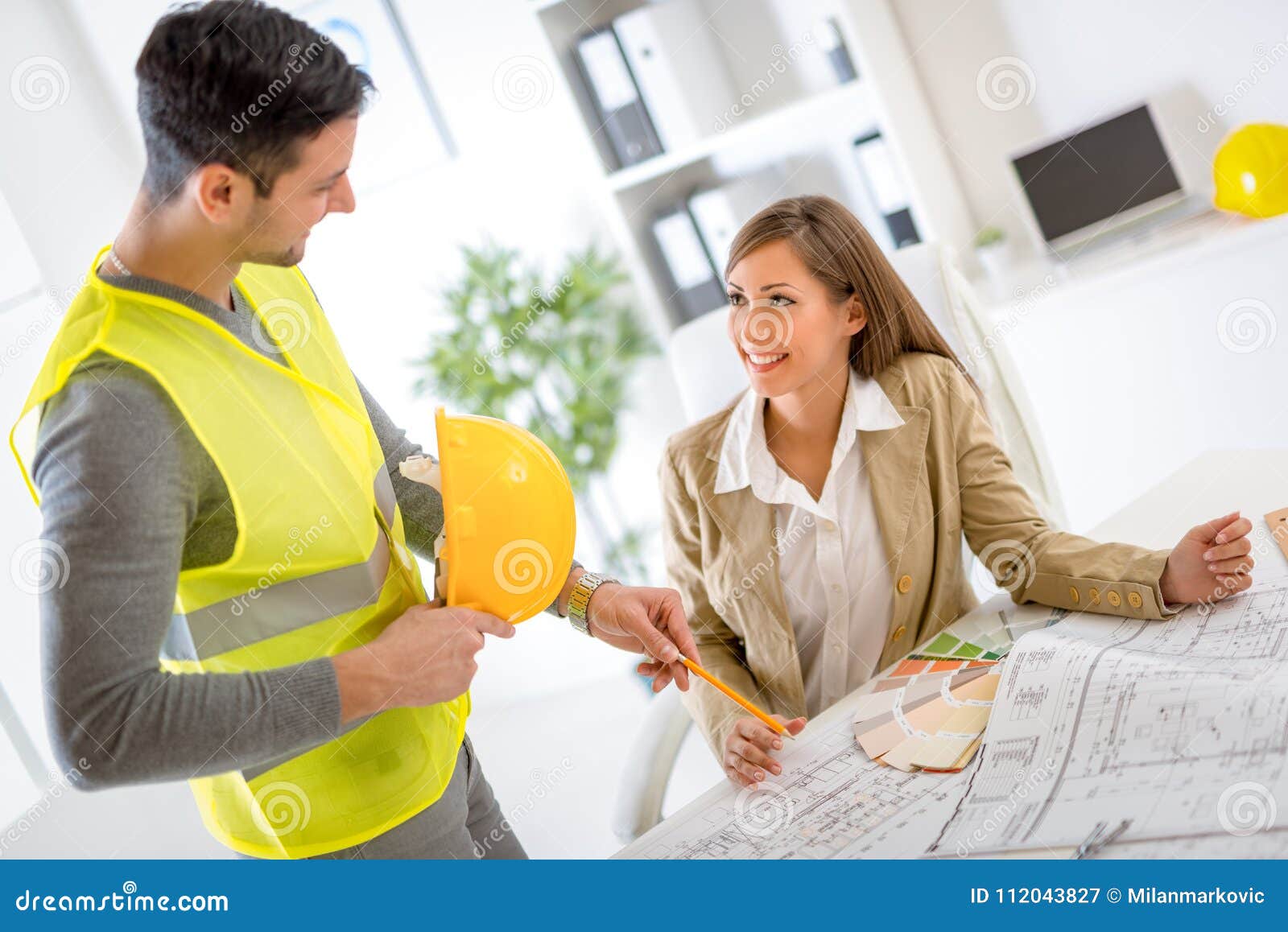 Discussing Plan Project stock image. Image of builder - 112043827