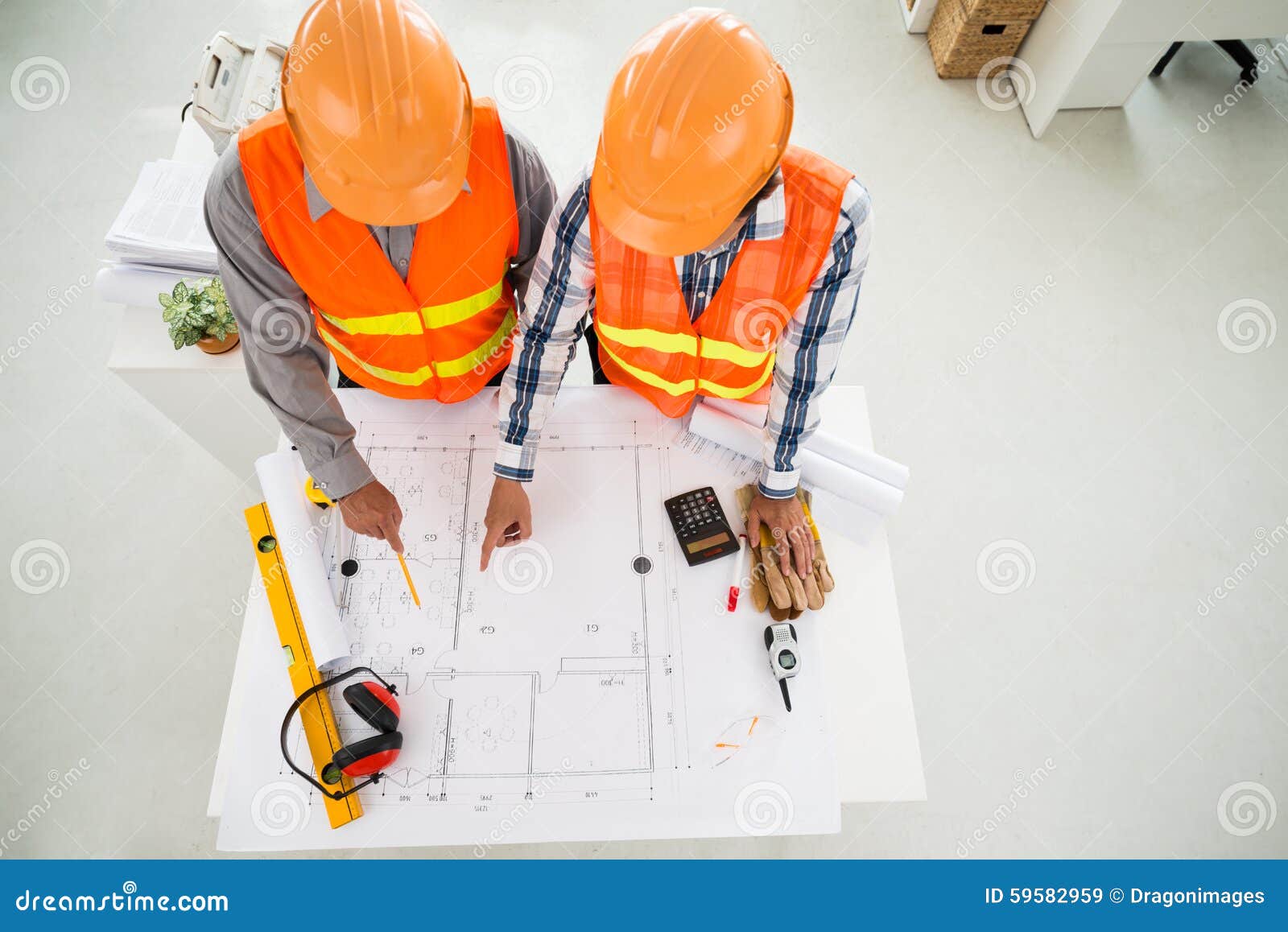 Discussing project stock image. Image of construction - 59582959