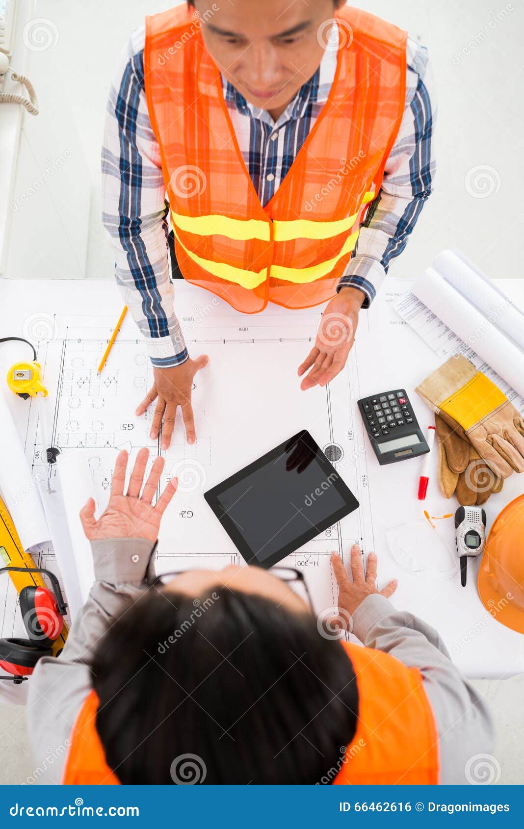 Discussing project stock photo. Image of hardhat, explaining - 66462616