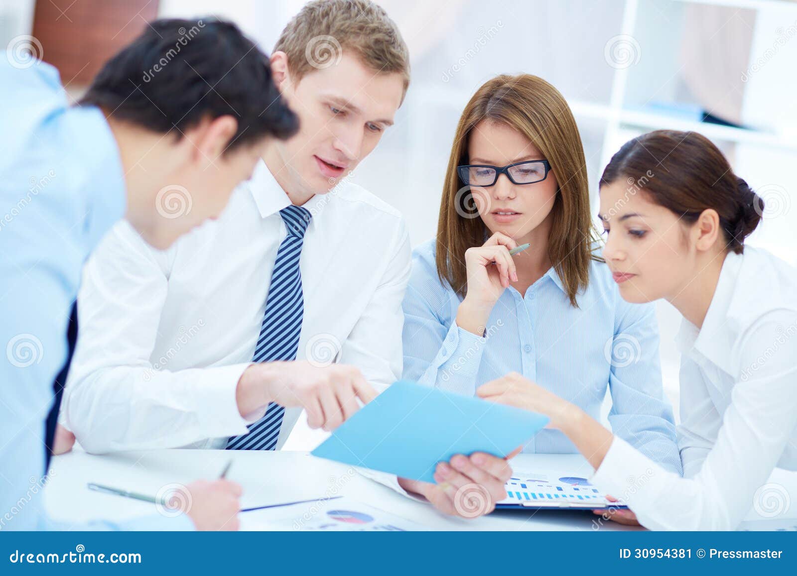 Discussing strategy stock image. Image of employee, gathered - 30954381
