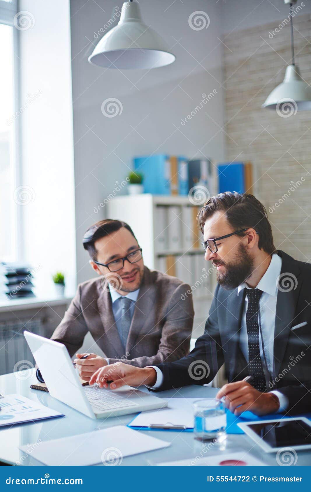 Discussing strategy stock photo. Image of laptop, computing - 55544722
