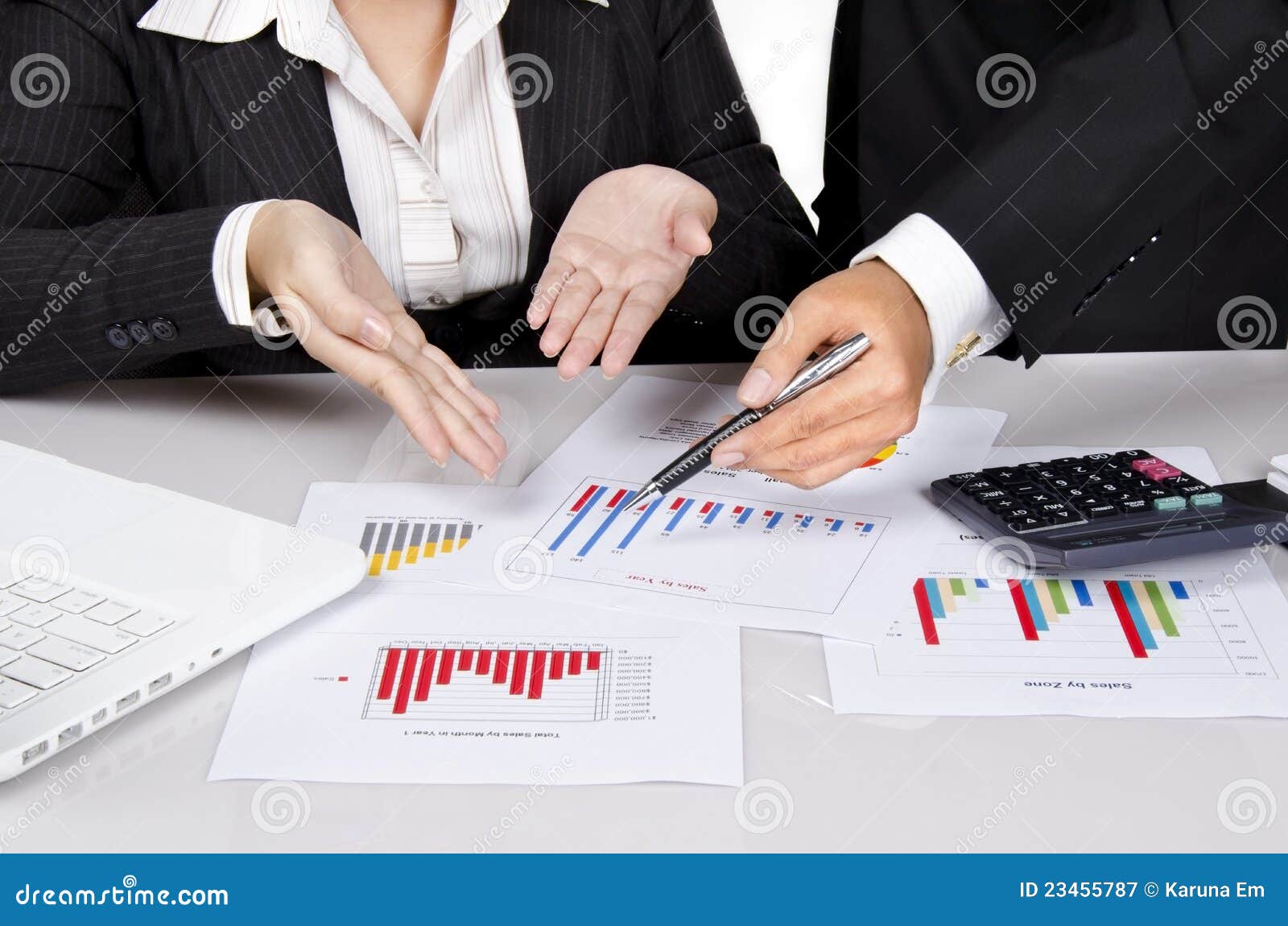 Discussion on Business Chart Stock Image - Image of computer, notebook ...