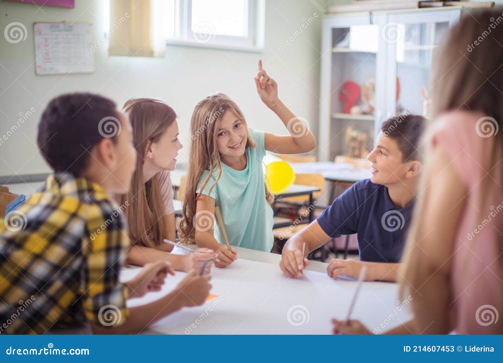 Teenagers Students Sitting in the Classroom and Talking Stock Image ...
