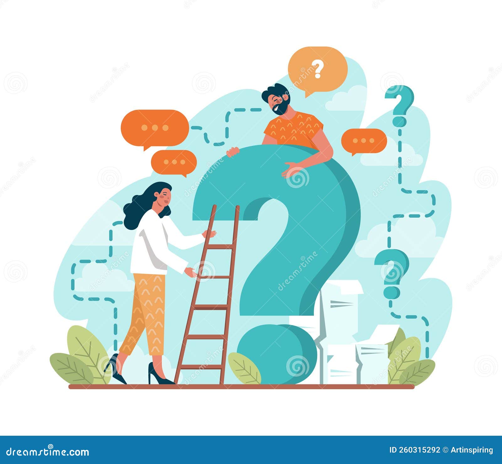 Discussion Concept. Characters with a Dialog Bubble, Communicating ...