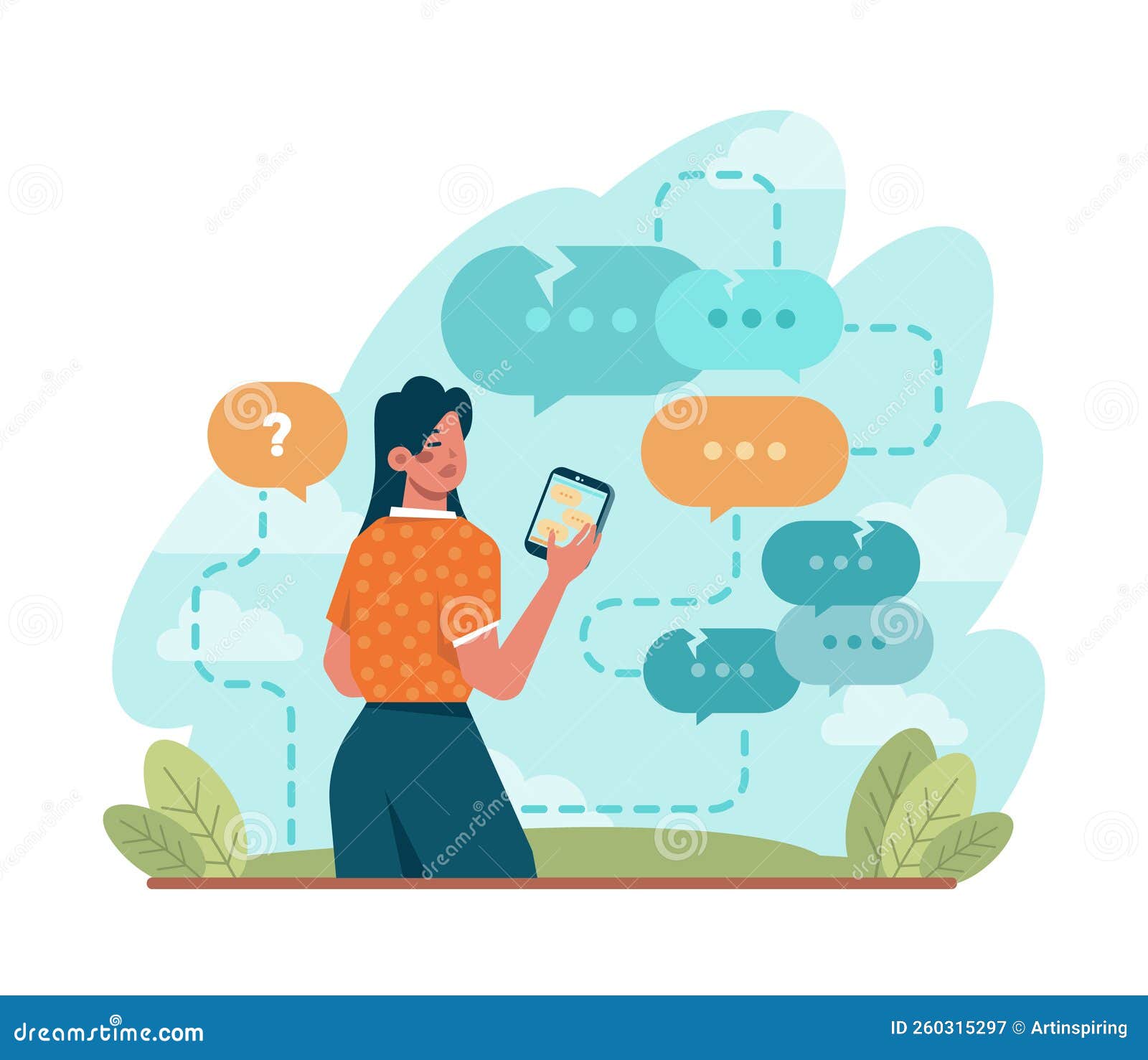 Discussion Concept. Characters with a Dialog Bubble, Communicating ...