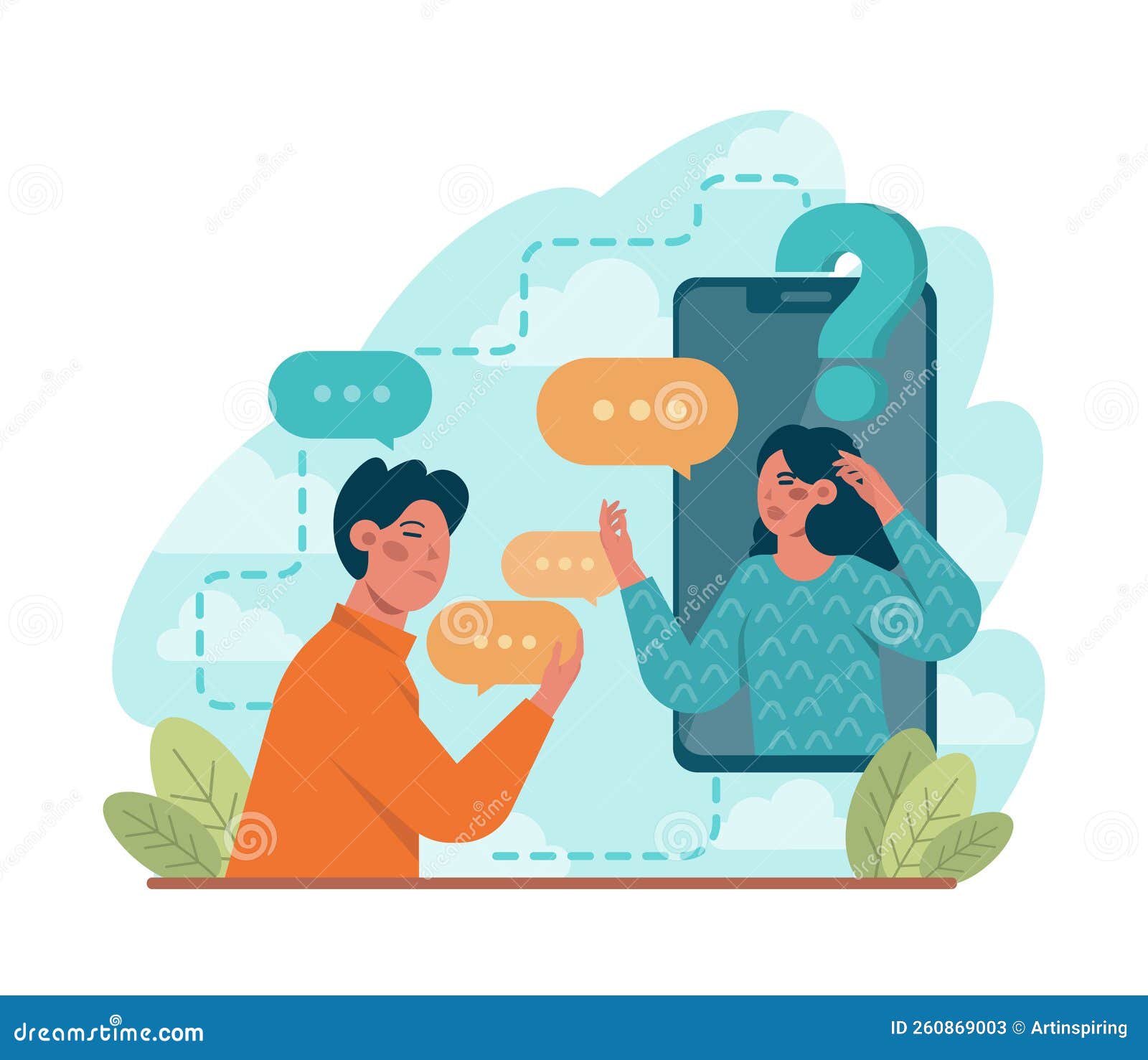 Discussion Concept. Characters with a Dialog Bubble, Communicating ...