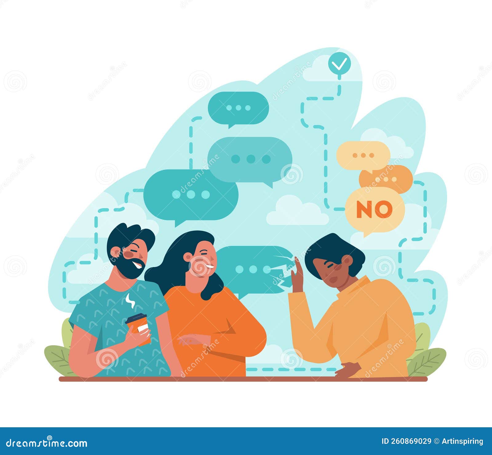 Discussion Concept. Characters with a Dialog Bubble, Communicating ...