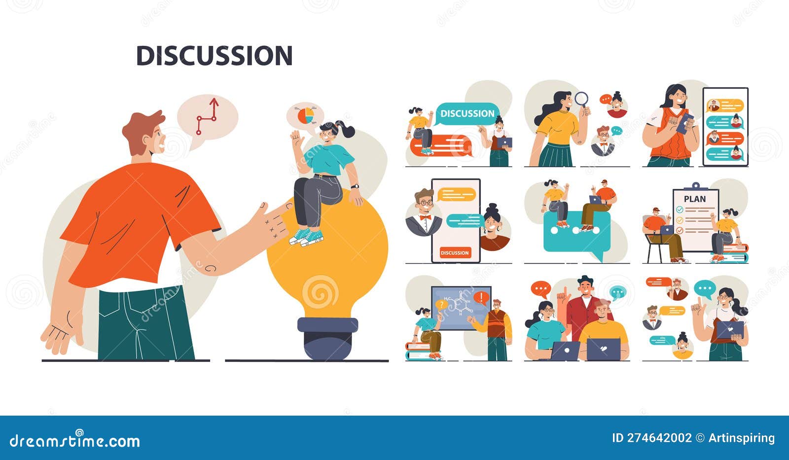 Discussion Concept Set. Characters Communicating with Each Other Stock ...