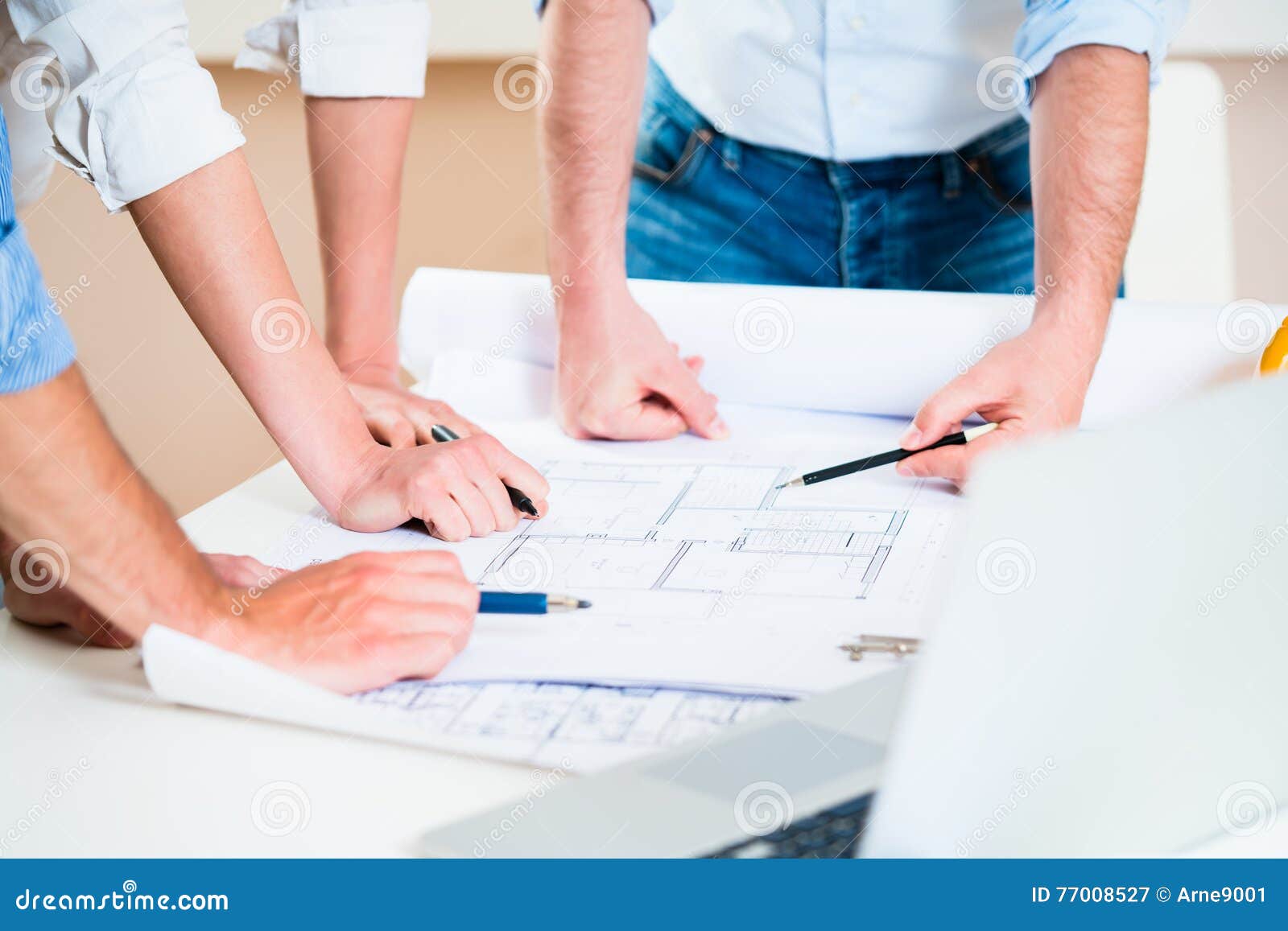 Discussion of Construction Plans in Architects Office Stock Image ...