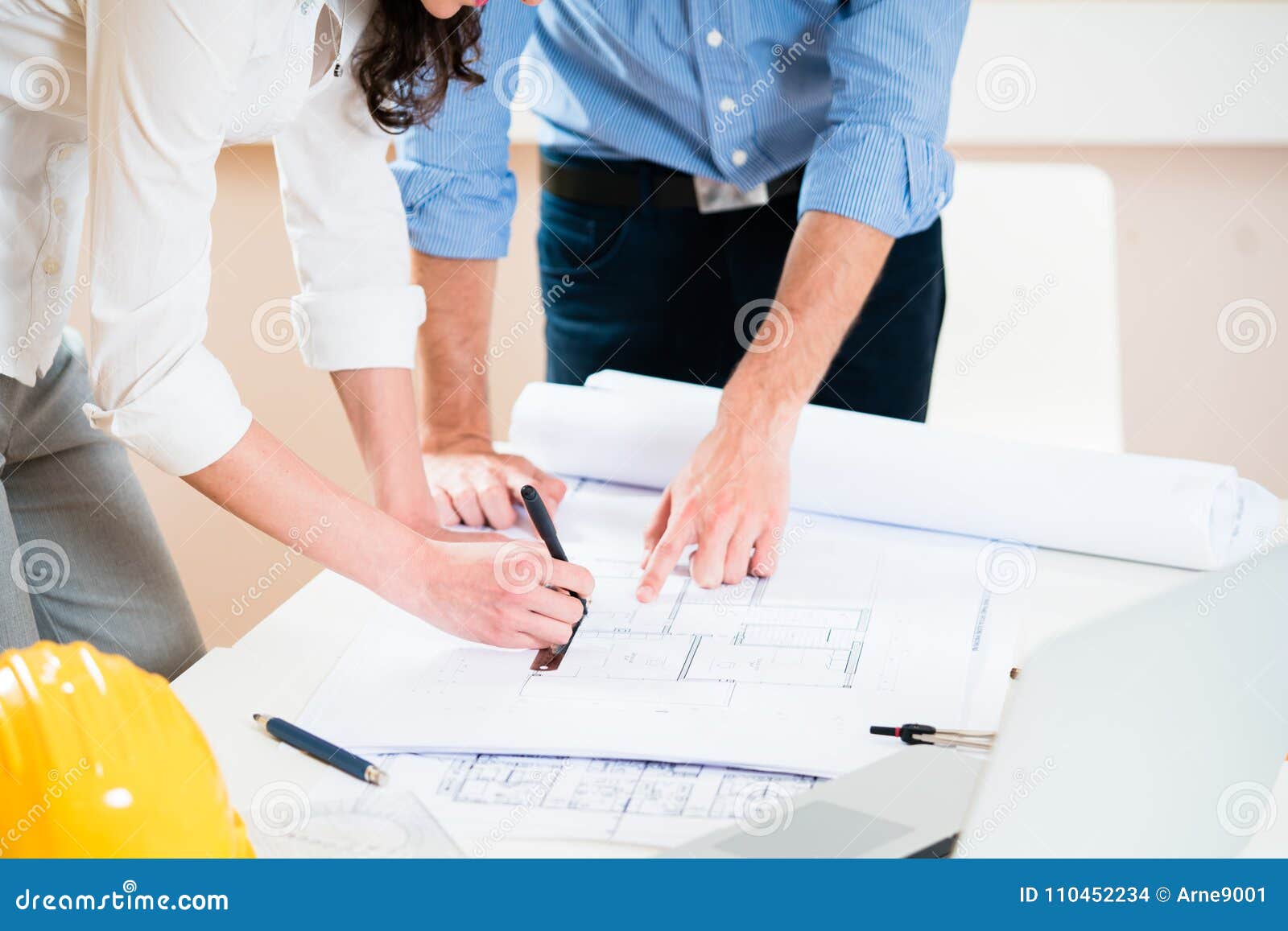 Discussion of Construction Plans in Architects Office Stock Photo ...