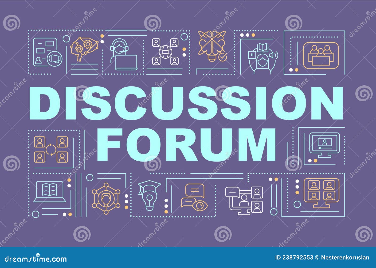 Discussion Forum Word Concepts Dark Blue Banner Stock Vector ...