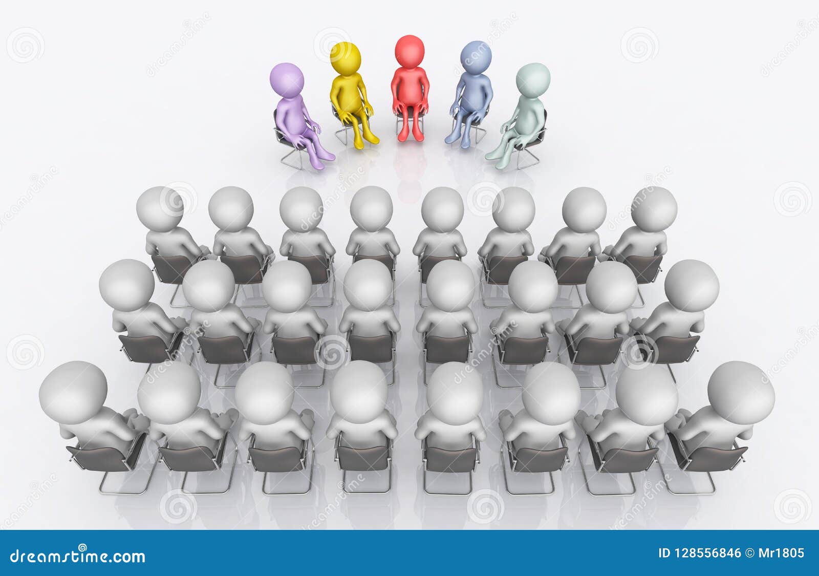 Discussion Group and Audience with 3D Figures Stock Illustration ...
