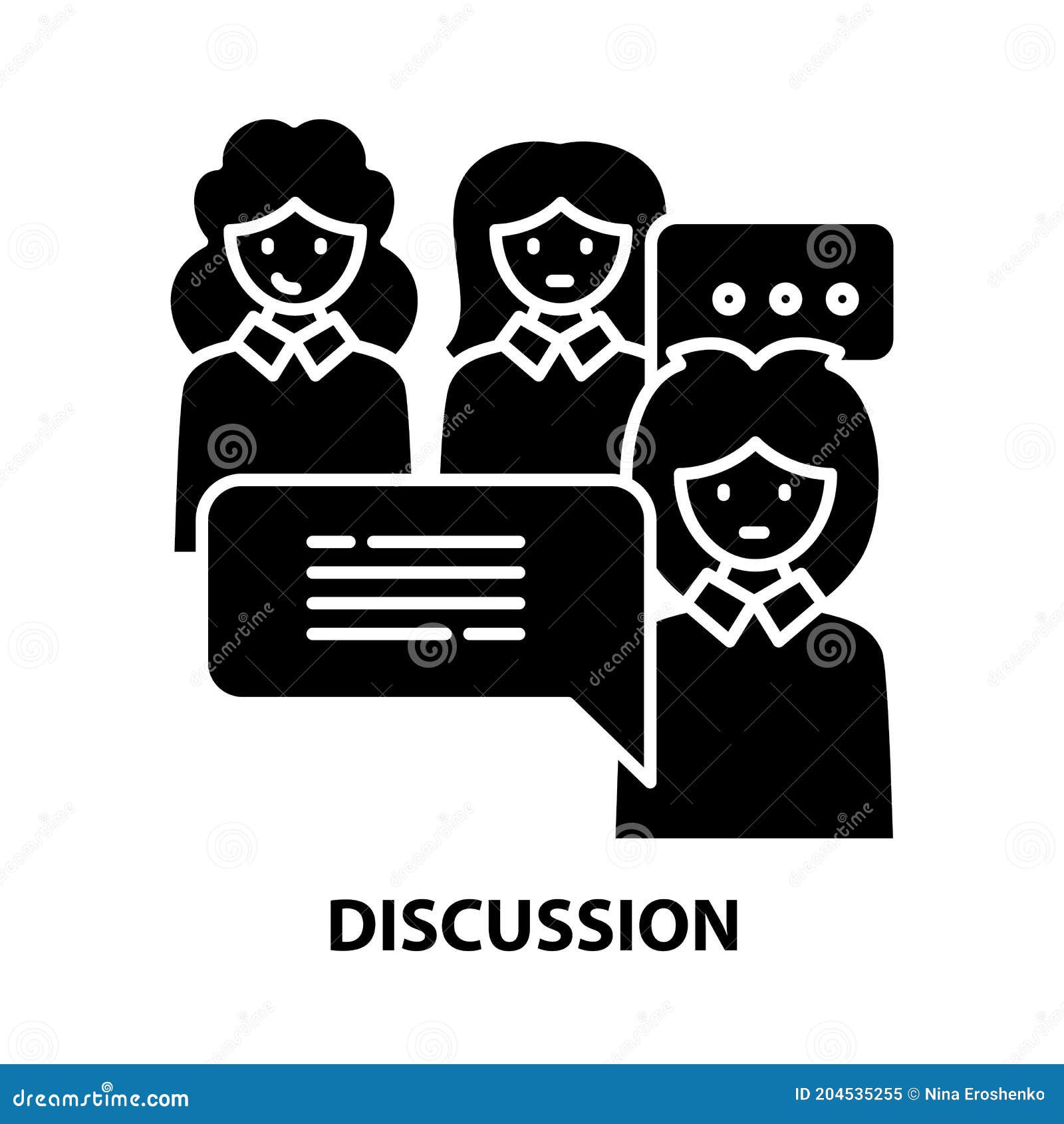 Discussion Icon, Black Vector Sign with Editable Strokes, Concept ...