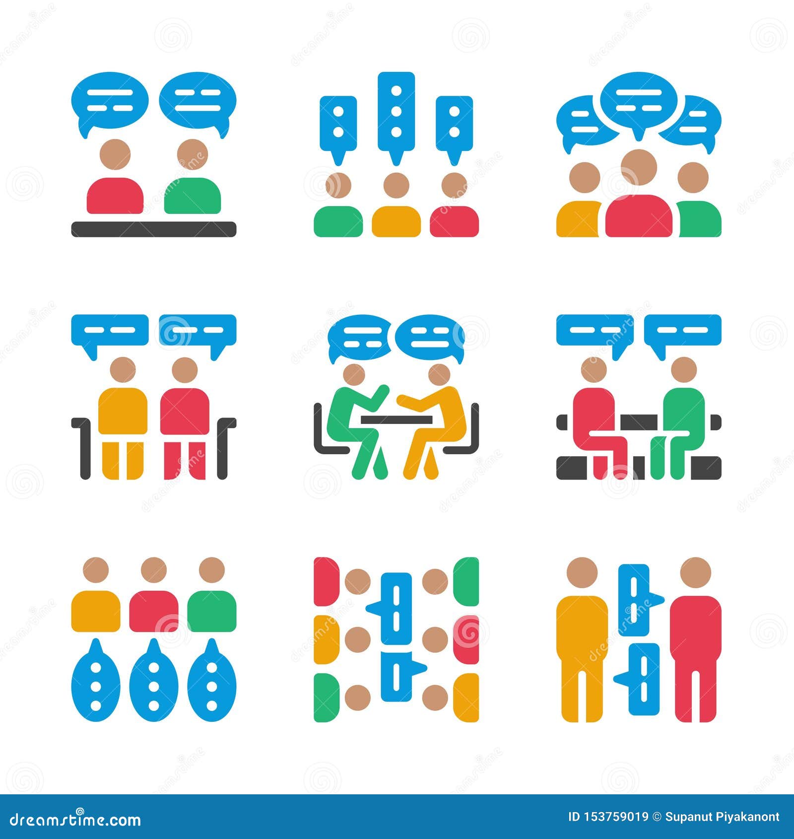 Discussion icon set stock vector. Illustration of coworking - 153759019