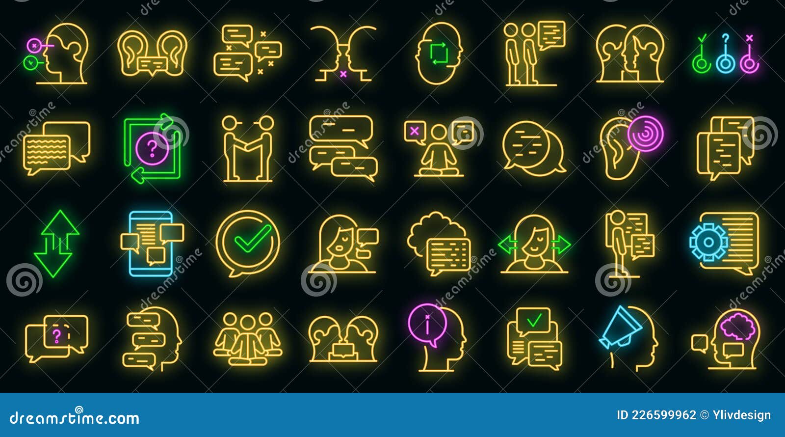 Discussion Icons Set Vector Neon Stock Illustration - Illustration of ...