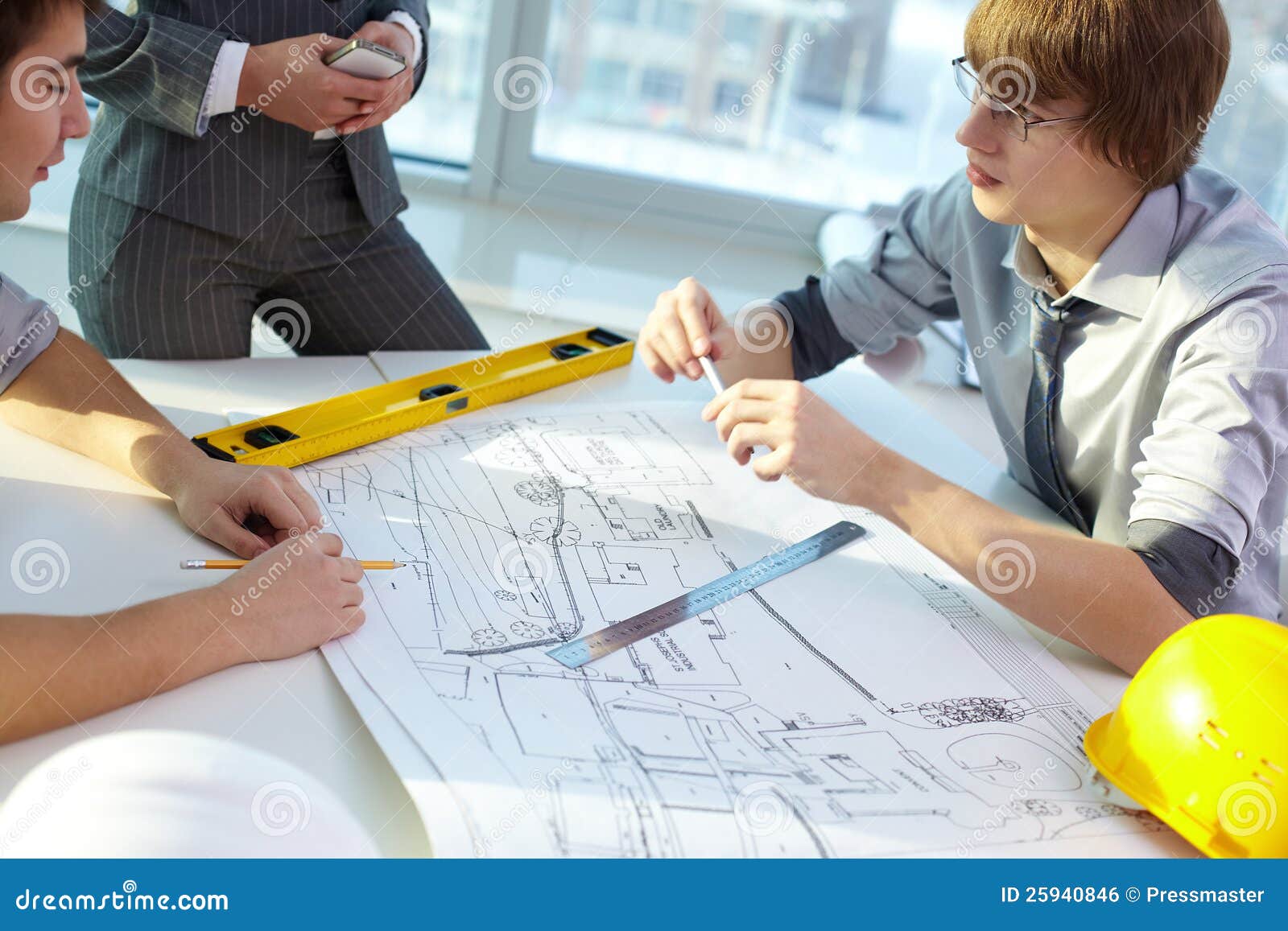 Discussion moment stock photo. Image of employee, architect - 25940846