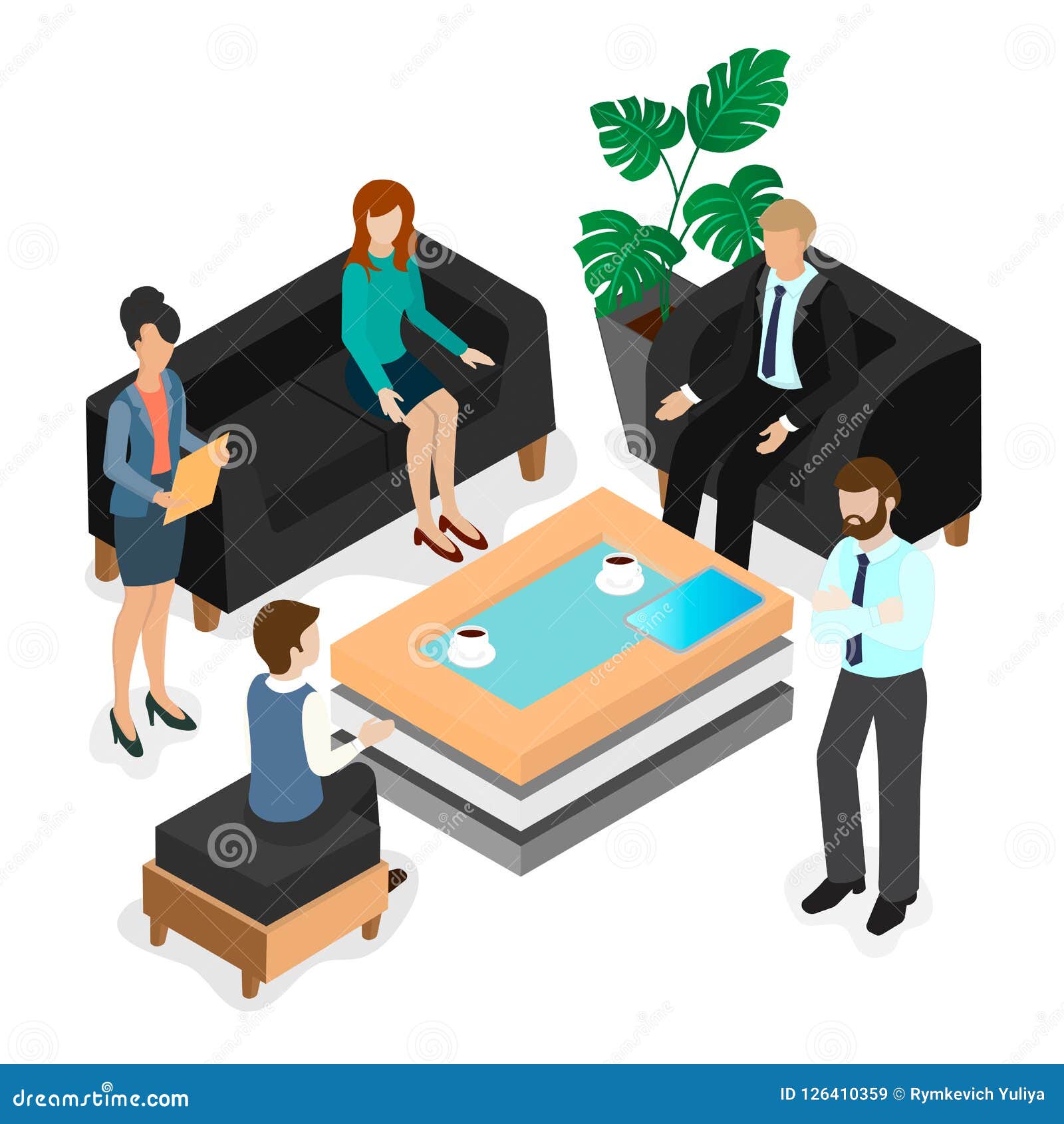 Discussion in the office. stock vector. Illustration of concept - 126410359