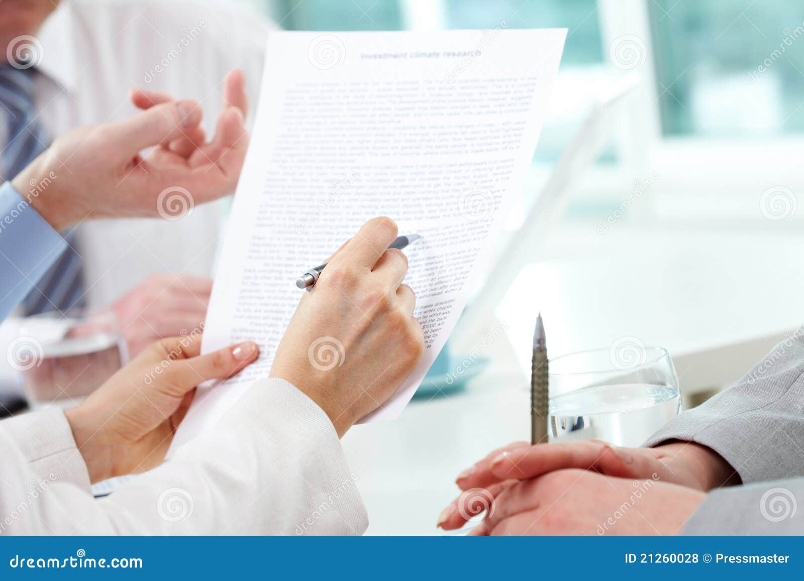 Discussion of paper stock photo. Image of groupwork, financial - 21260028