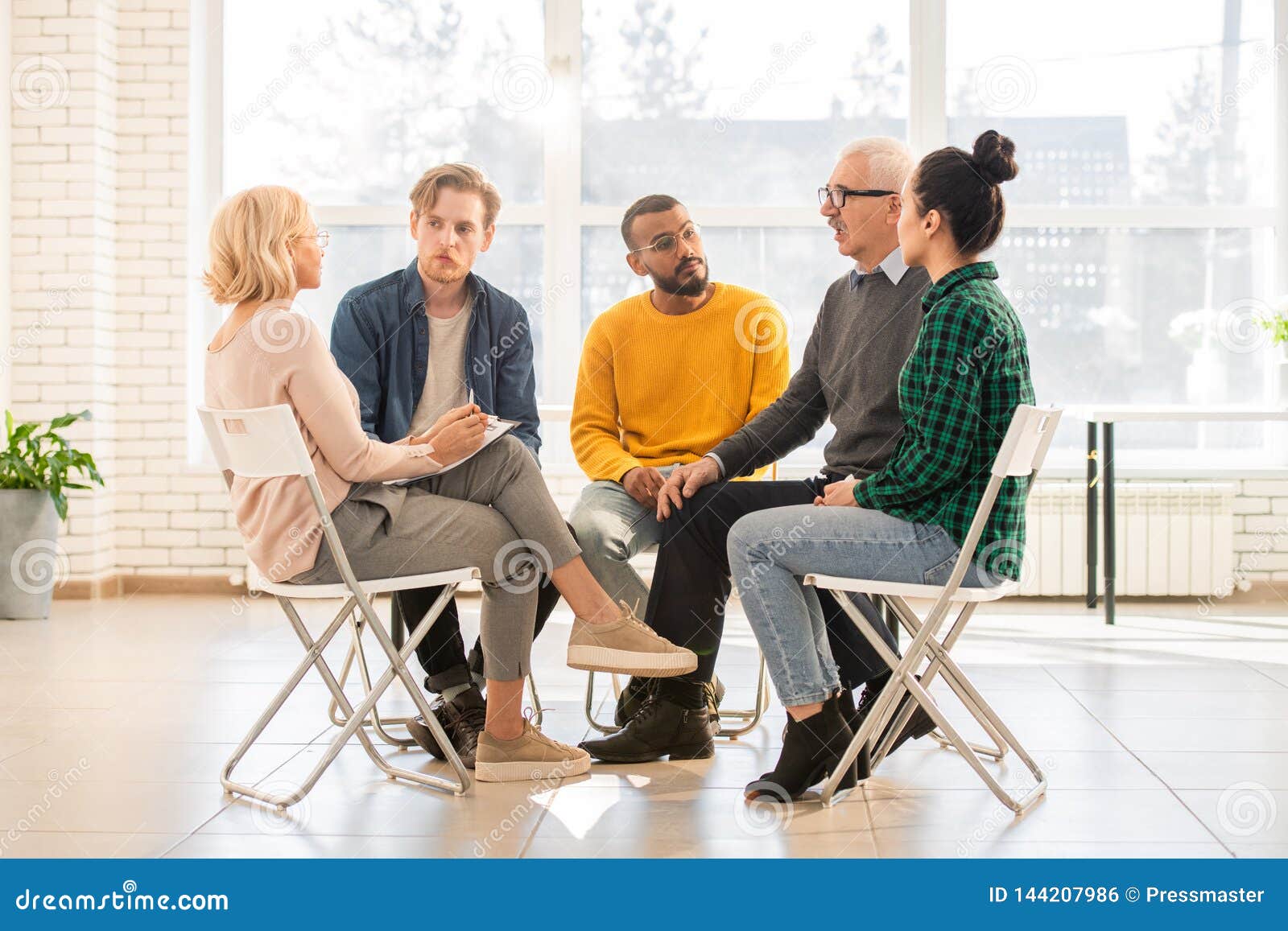 Discussion of problems stock photo. Image of mature - 144207986